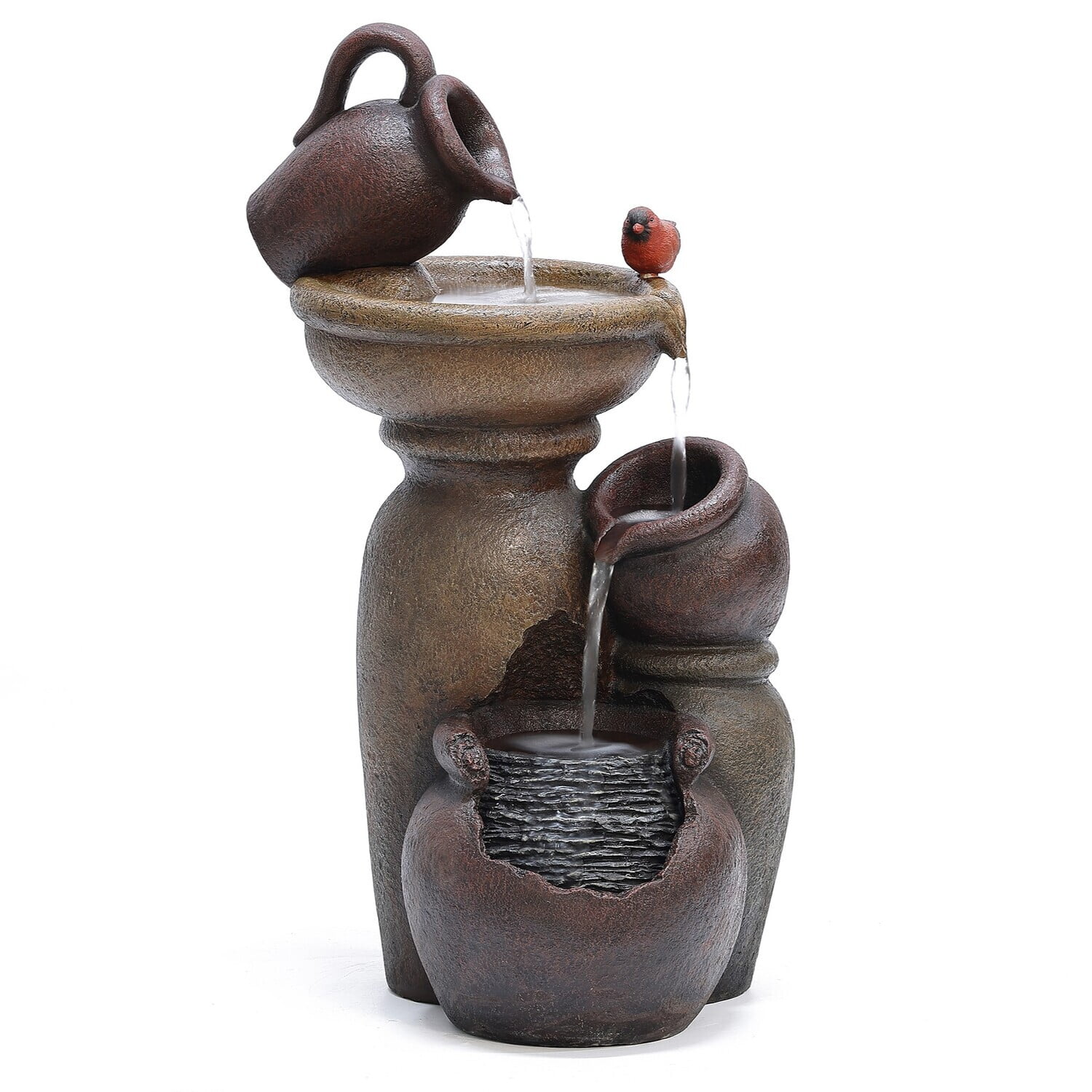 HomeStock Artisanal Artistry Rustic Brown Resin Pitcher And Urns ...