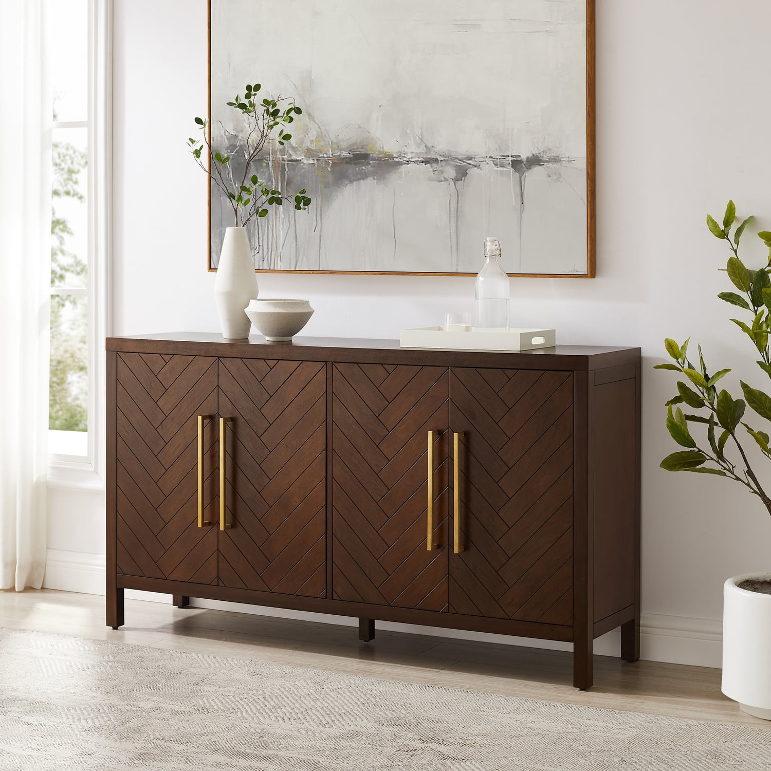 HomeStock Artisanal Artistry Sideboard Dark Brown - Walmart.com