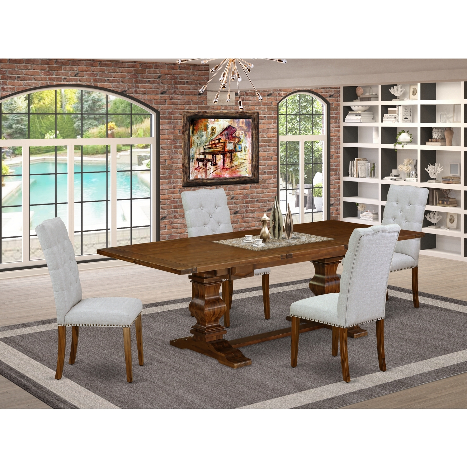 HomeStock Artisanal Attic 5-Piece Dining Table Set With ChairS Legs And ...