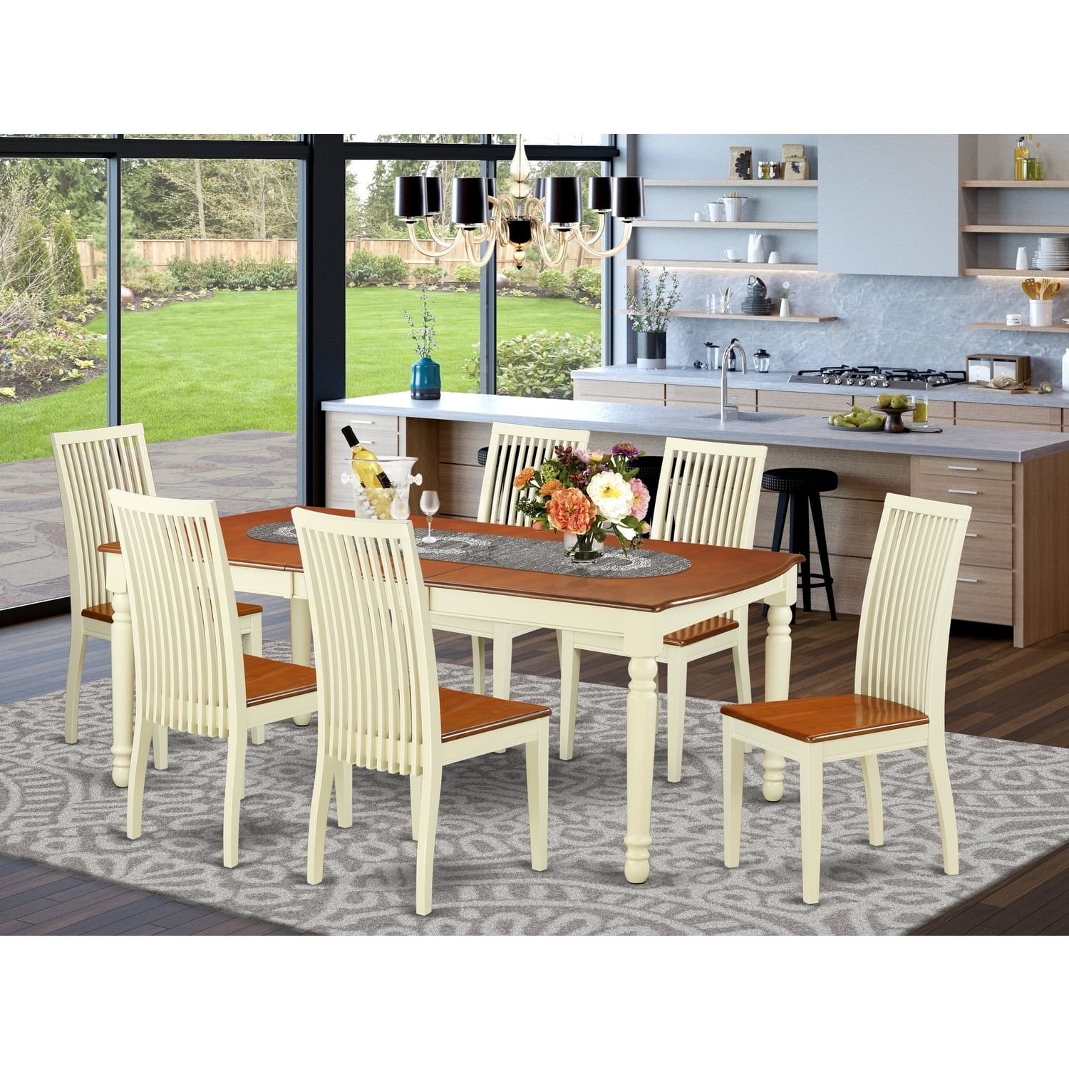 HomeStock Artisanal Attic 7-Piece Table And Chair Set With One Dover Dining Room Table And 6 ...