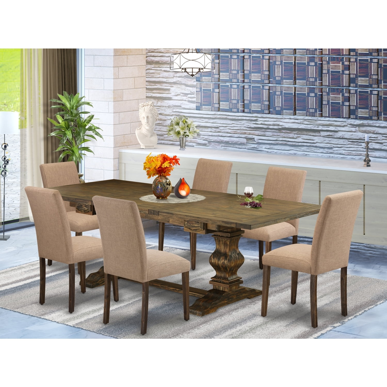 HomeStock Artisanal Attic 7Pc Kitchen & Dining Room Tables Set Includes ...