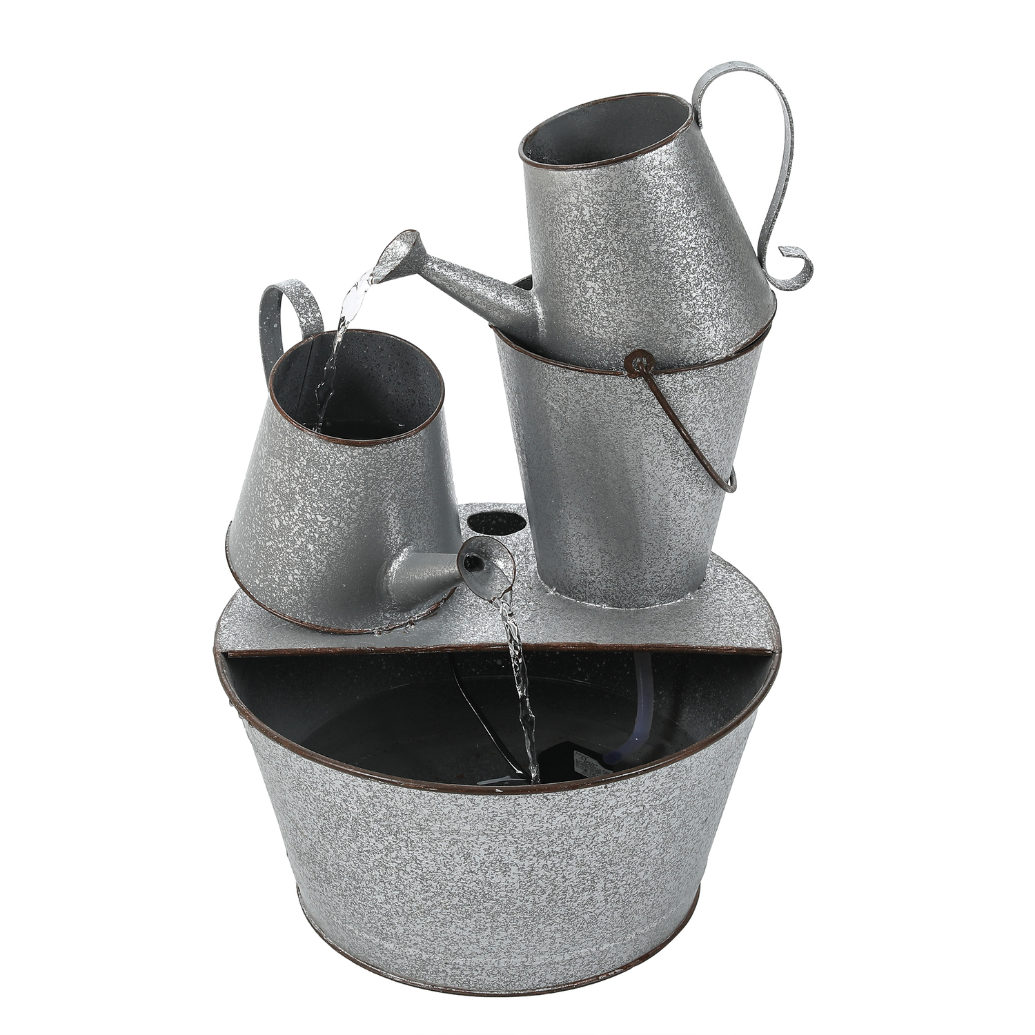 Rustic Metal Pitcher Fountain - Outdoor Water Feature - Backyard Patio ...