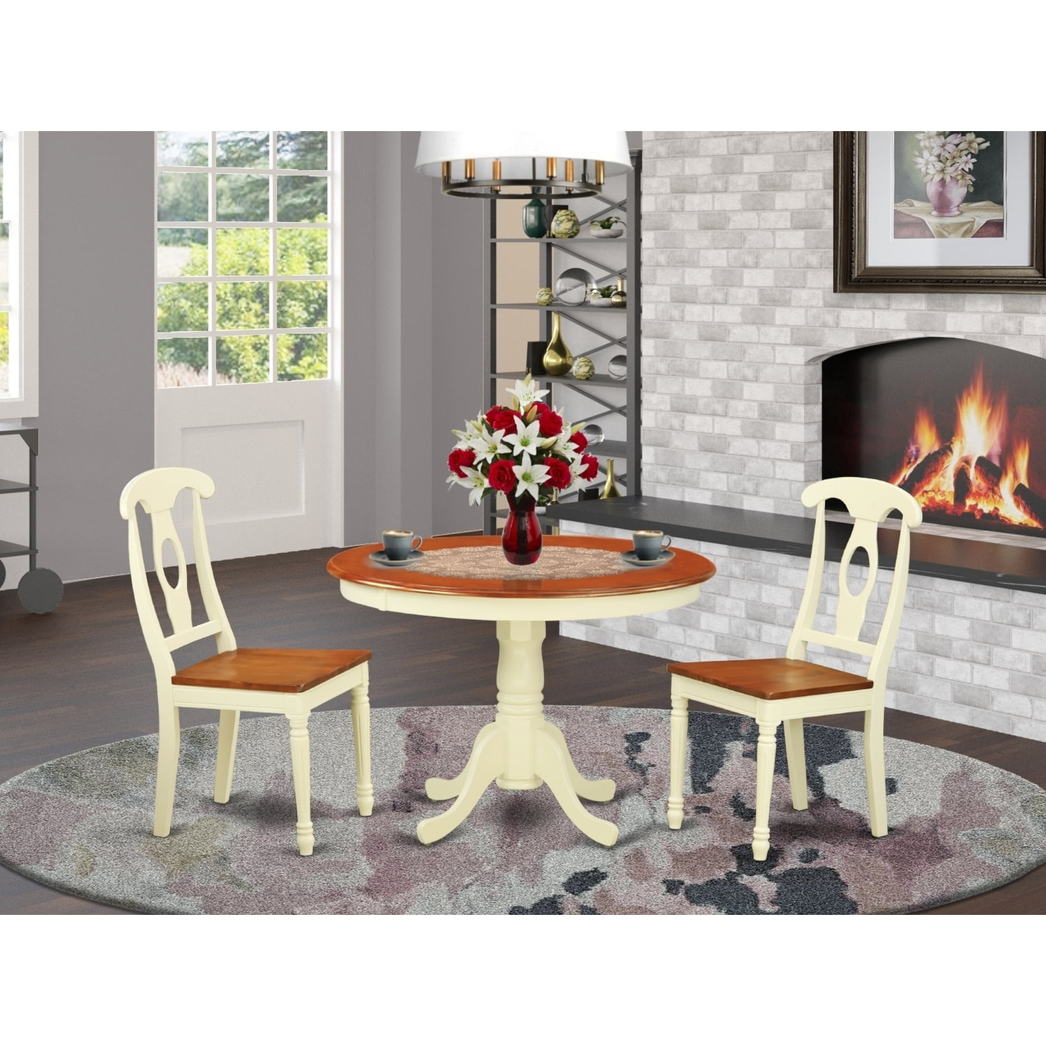 Round Dinette Set - Kitchen Table with 2 Chairs - Modern Dining Room ...