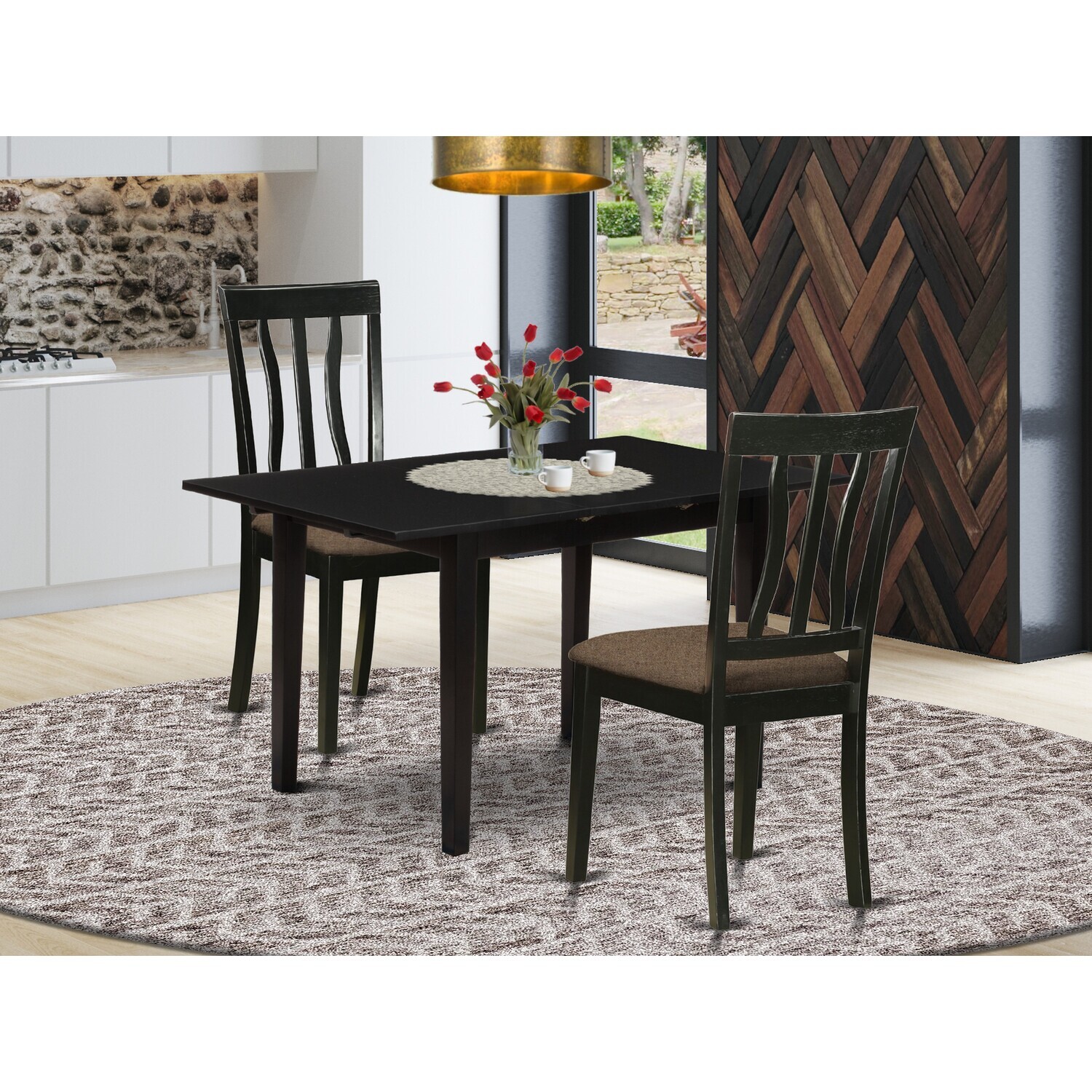 HomeStock Artistic Accomplishment 3-Pc Wood Dining Table Set Wood ...