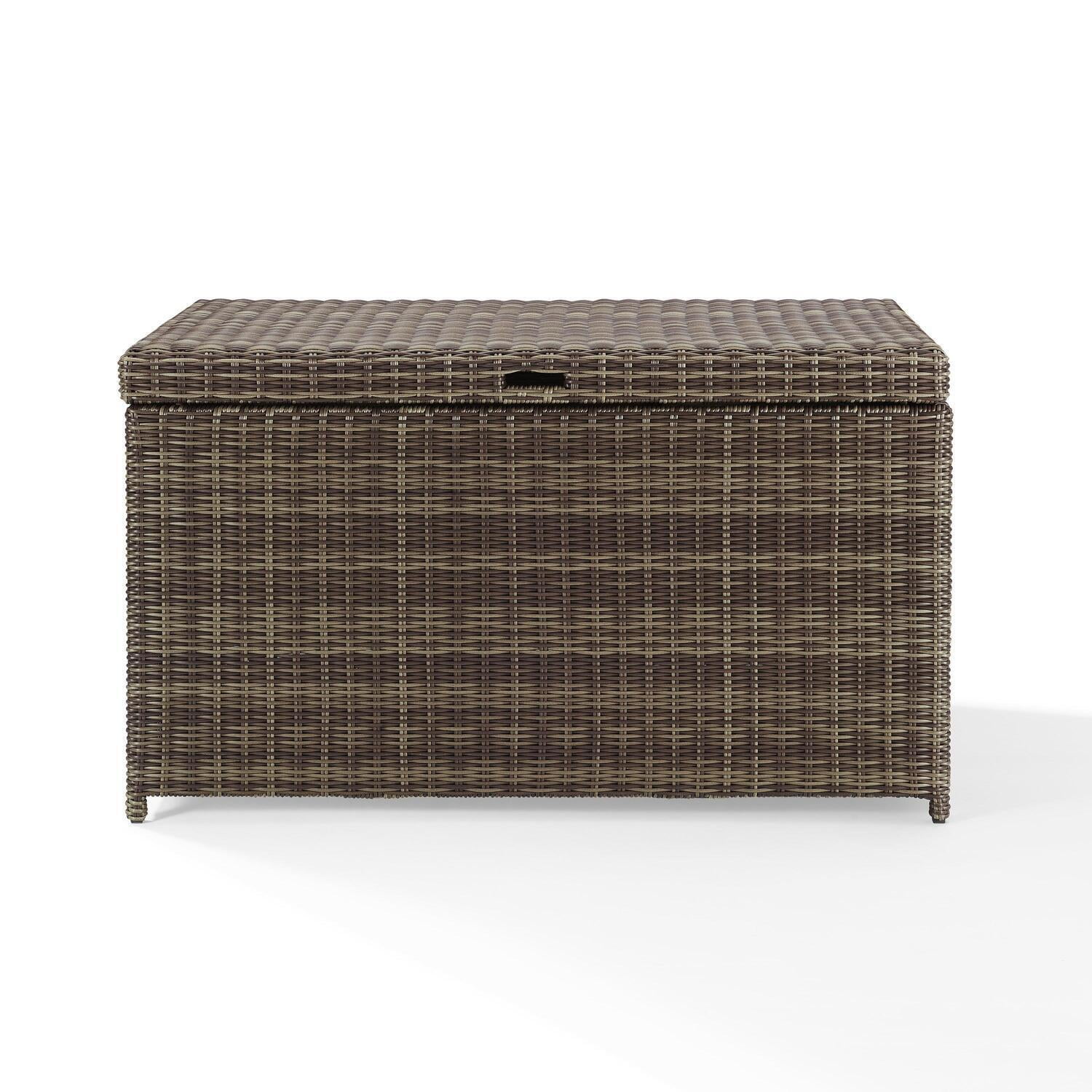 Outdoor Storage Bin - Weather Resistant Wicker Deck Box - Large Patio ...