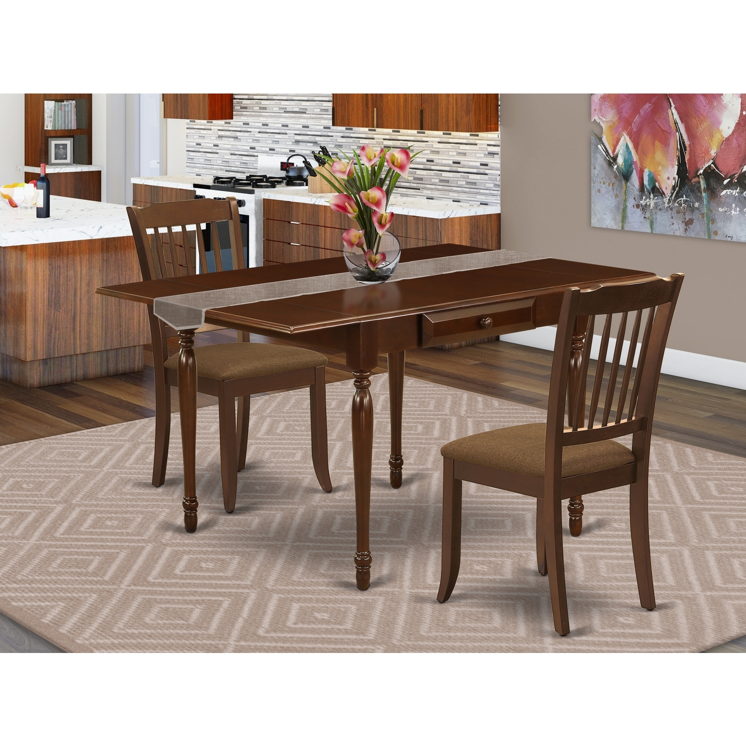 Small Space Dinette Set - 3 Piece Dining Table & Chairs - Modern ...