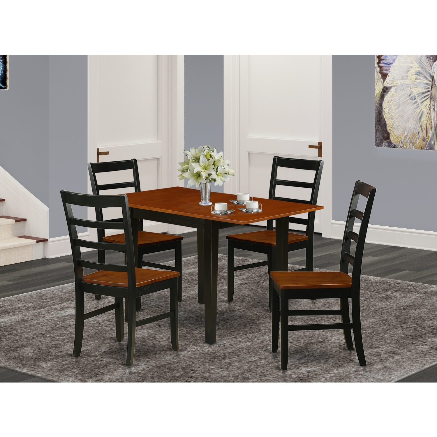HomeStock Asian Aesthetics 5-Pc Kitchen Table Set Includes A Small ...