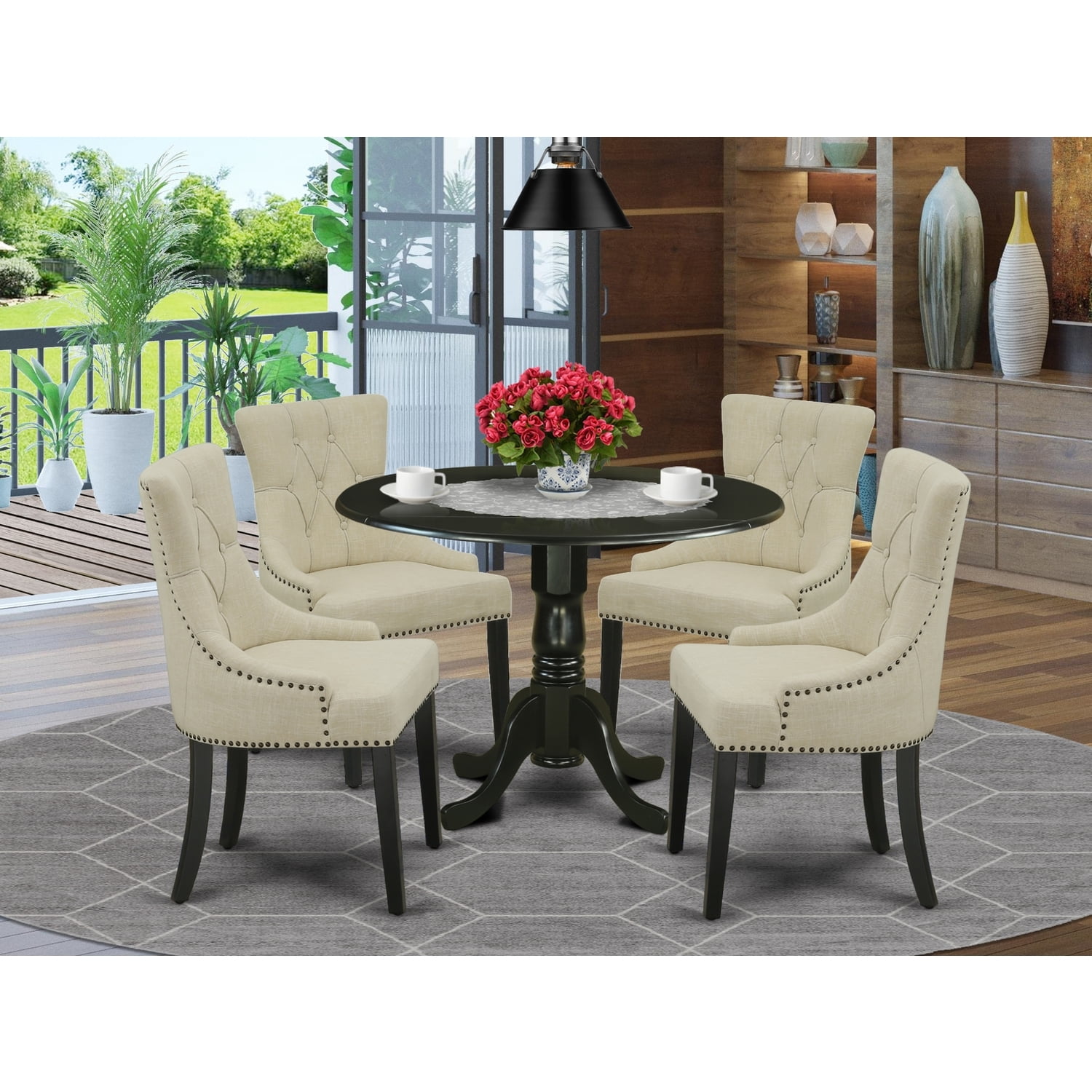 HomeStock Asian Aesthetics 5Pc Dining Set Includes A Round Dinette ...