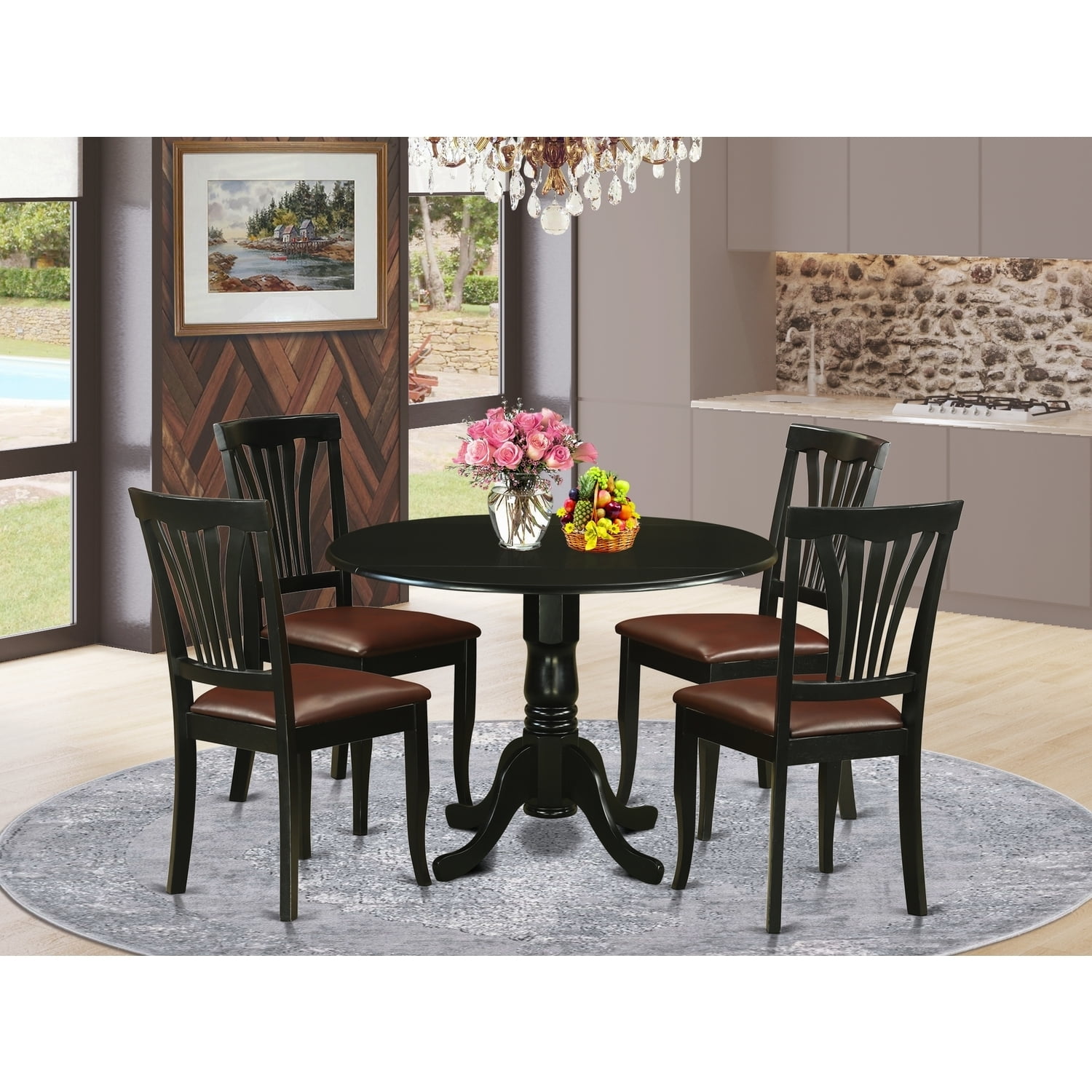 HomeStock Asian Aesthetics 5 Piece Modern Dining Table Set Includes a ...