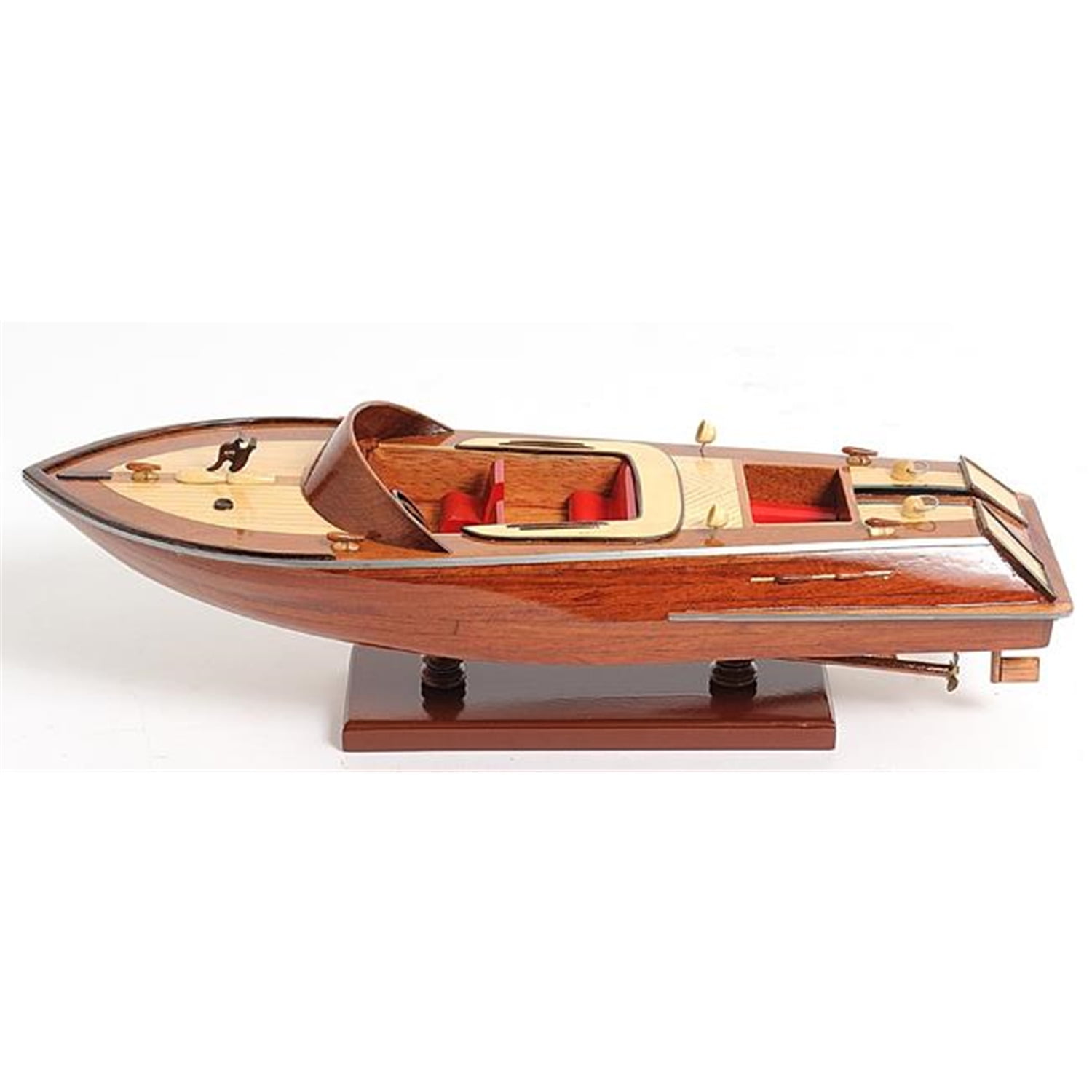 Wooden Boat Model Display - Handcrafted Runabout Boat Decor - Nautical ...