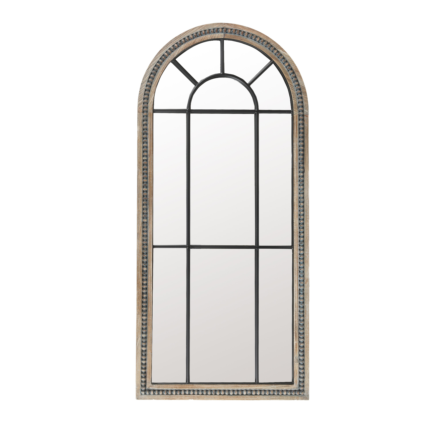 HomeStock Asian Allure 47.75" Natural Wood Metal Insert Arched Window ...
