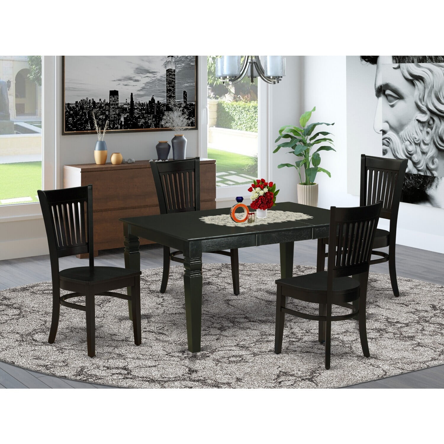 HomeStock Asian Allure 5-Piece Kitchen Dinette Set 4 Modern Dining ...