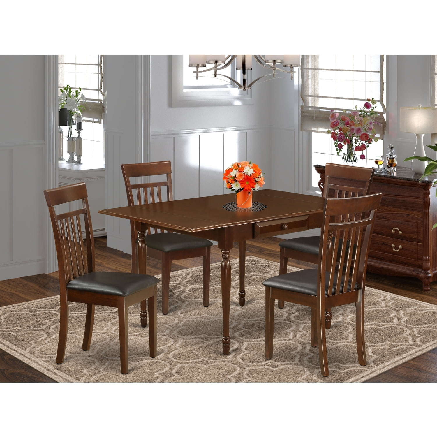 Asian Dining Table Set for 4 - 5 Piece Kitchen Table Set with Chairs ...