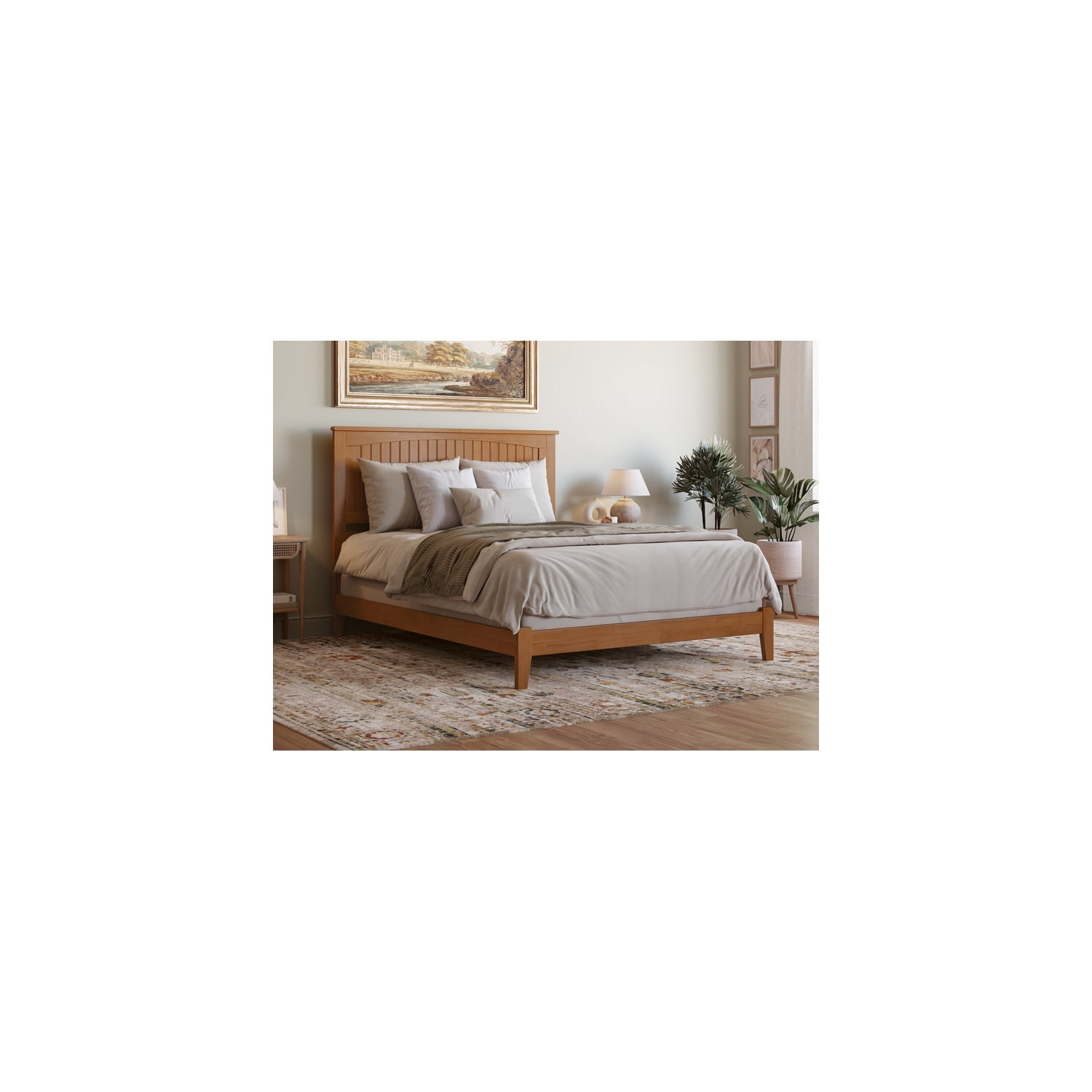 HomeStock Asian Allure Bed in Light Toffee with Charging Station ...