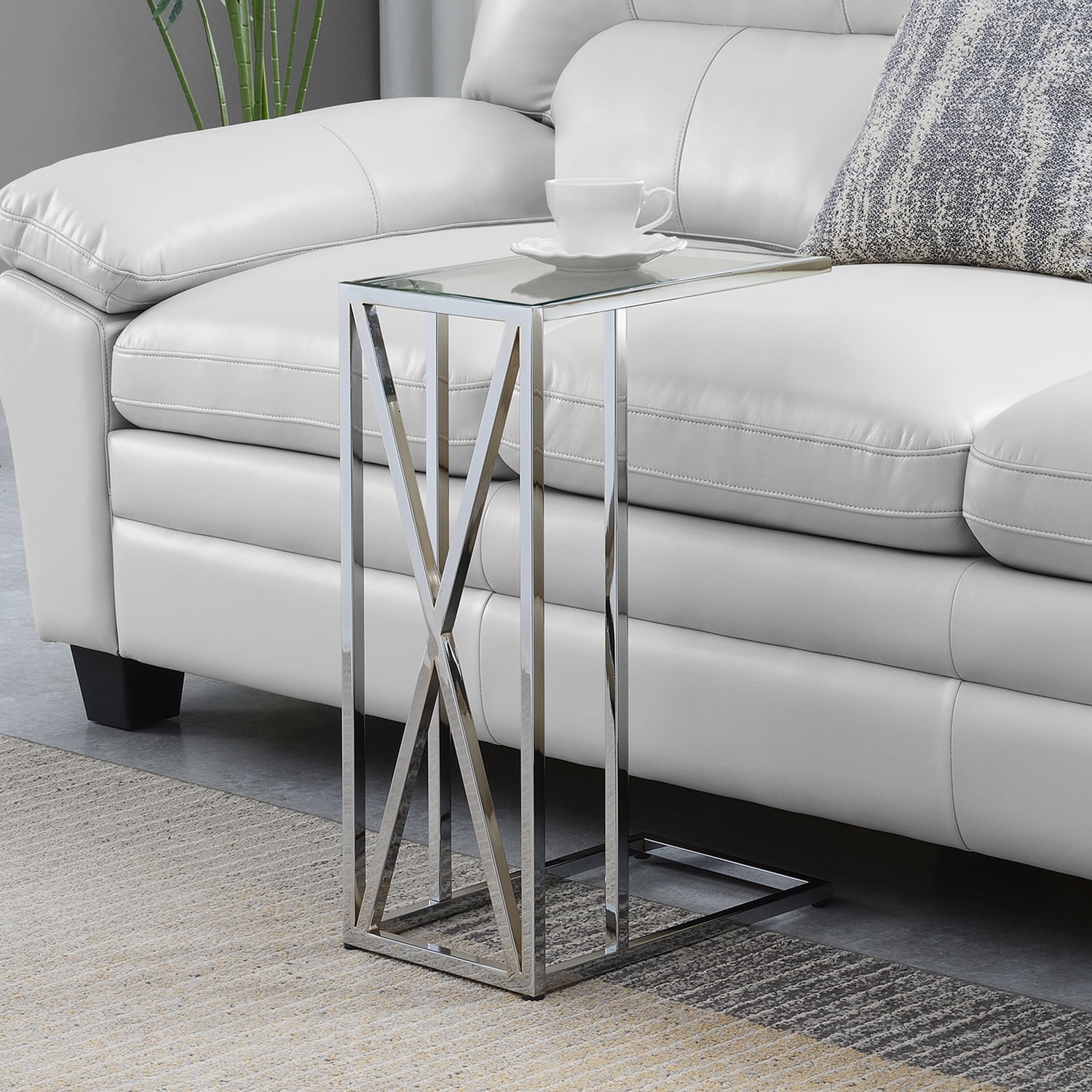 HomeStock Asian Allure Chrome Glass C End Table - Walmart.com