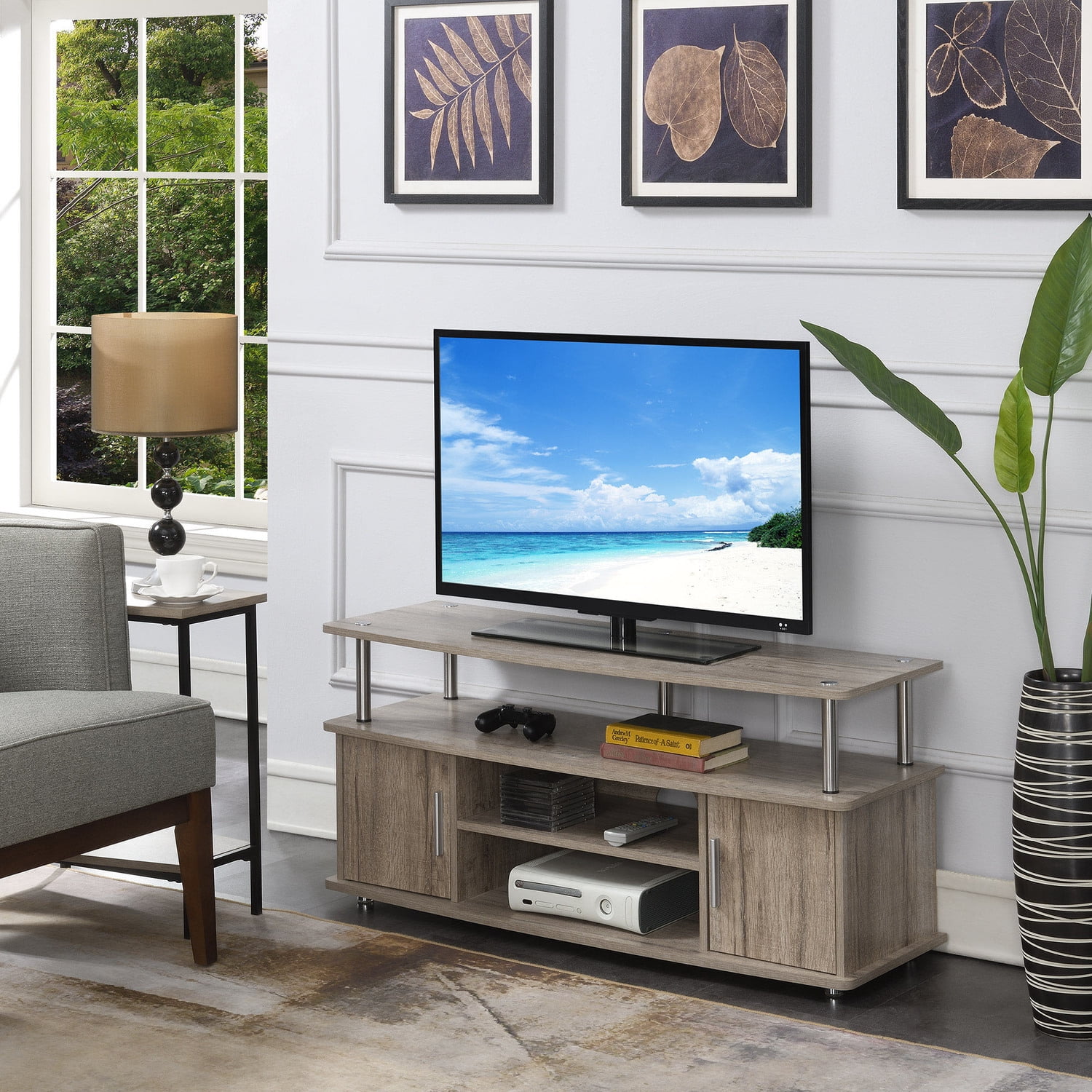 Modern TV Stand with Storage - Media Console with Shelves & Cabinets ...