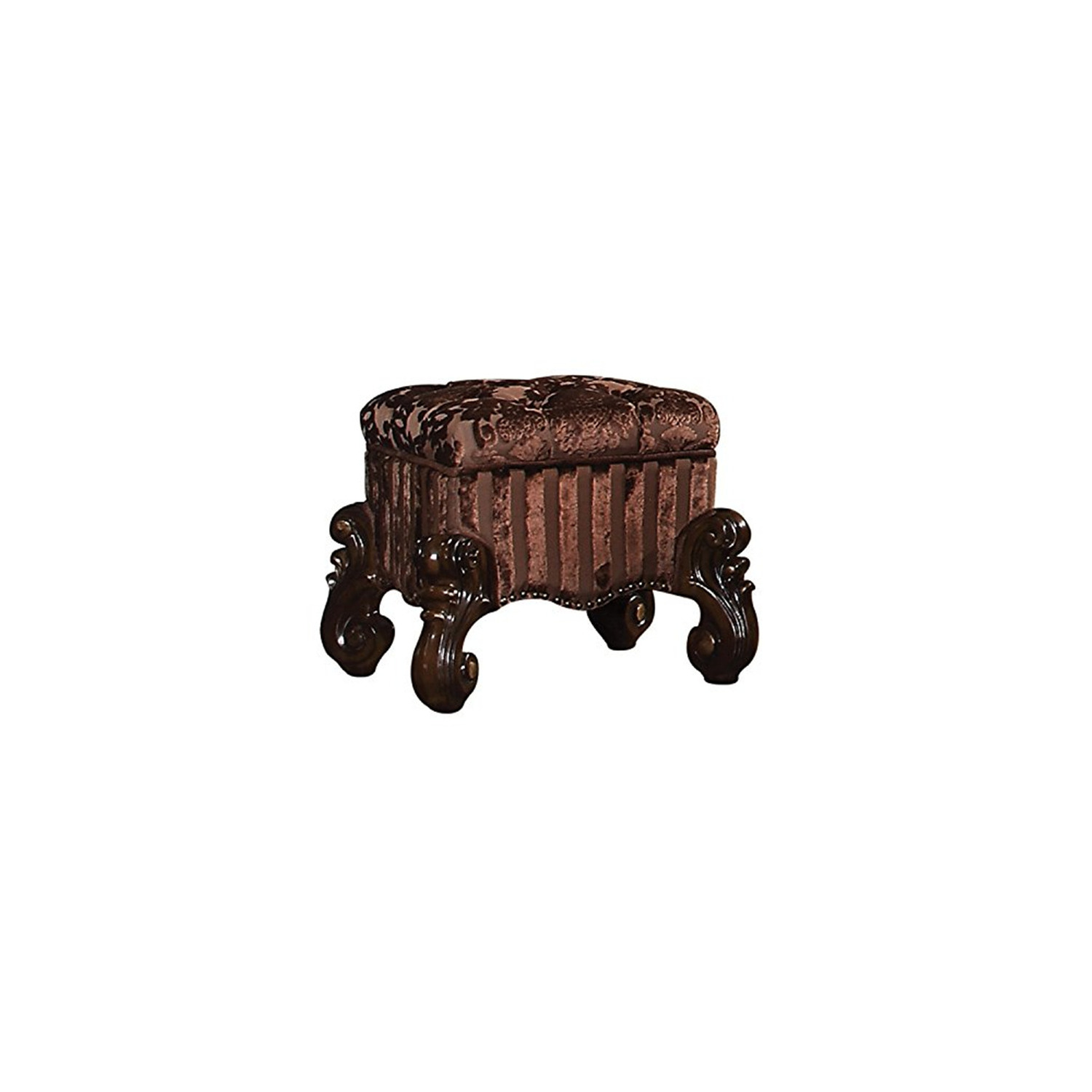 HomeStock Asian Allure Vanity Stool, Fabric & Cherry Oak - Walmart.com