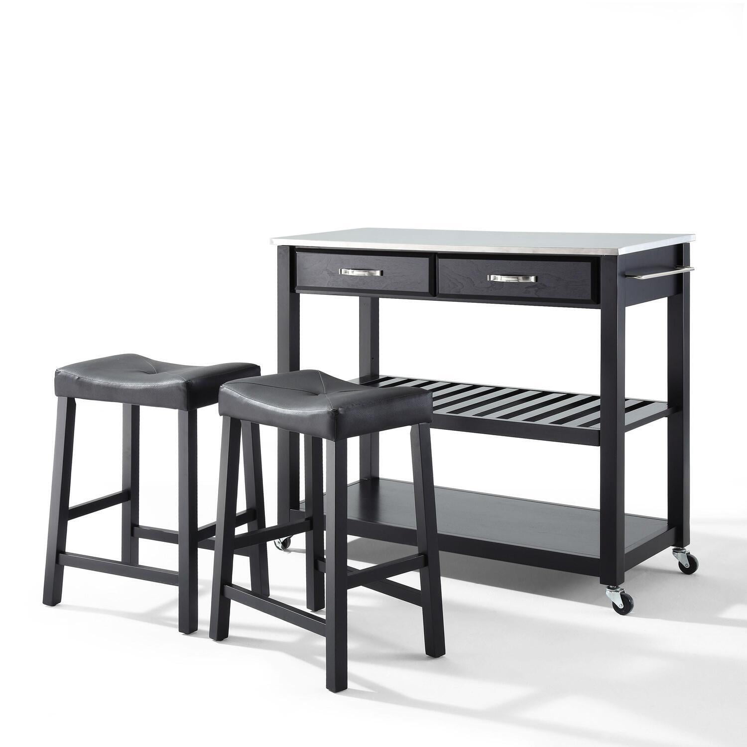 HomeStock Asian Fusion Granite Top Kitchen Prep Cart W/Uph Saddle ...