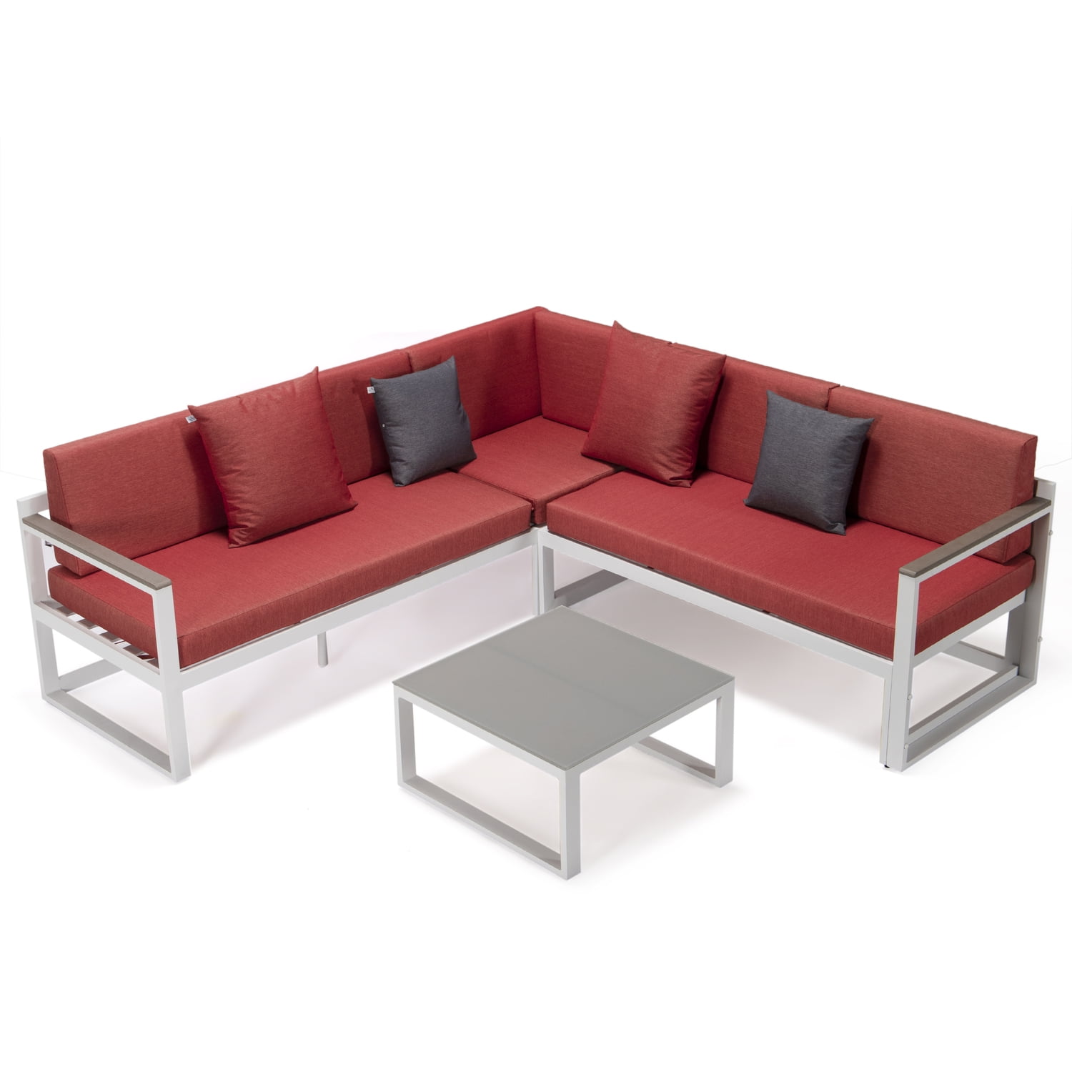 Asian Fusion Sectional Sofa Set - Outdoor Patio Furniture w/ Coffee ...