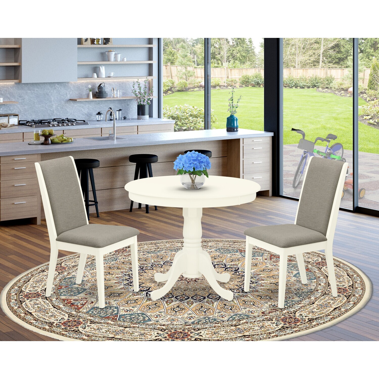 HomeStock Baroque Beauty 3-Piece Round Dining Room Table Set Included A ...
