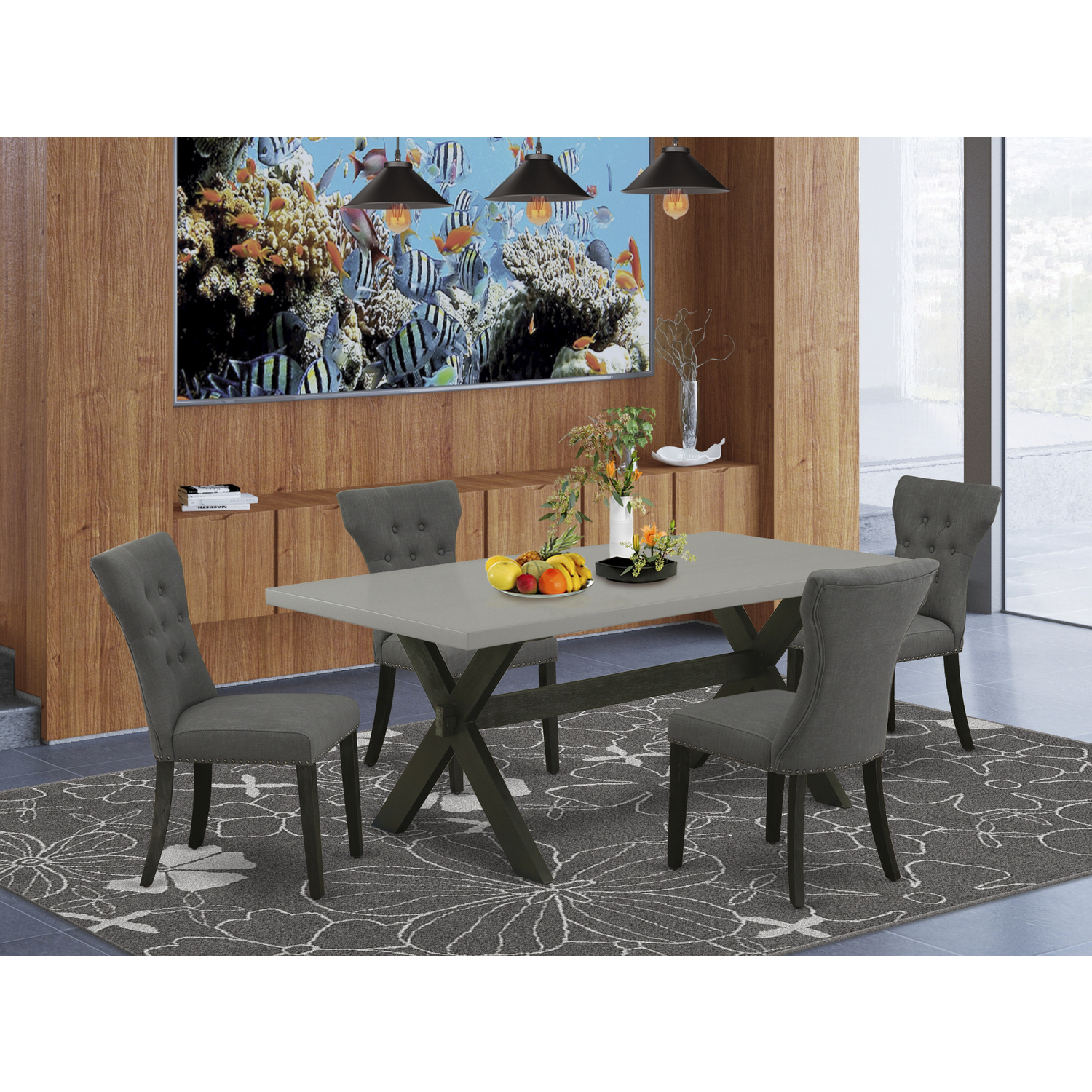 5-Piece Dining Room Table Set with 4 Chairs - Rectangular Kitchen Table ...