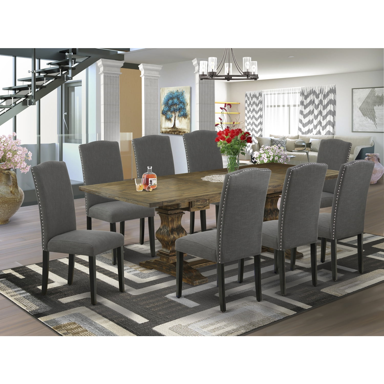 HomeStock Baroque Beauty 9-Piece Dining Table Set With ChairS Legs ...