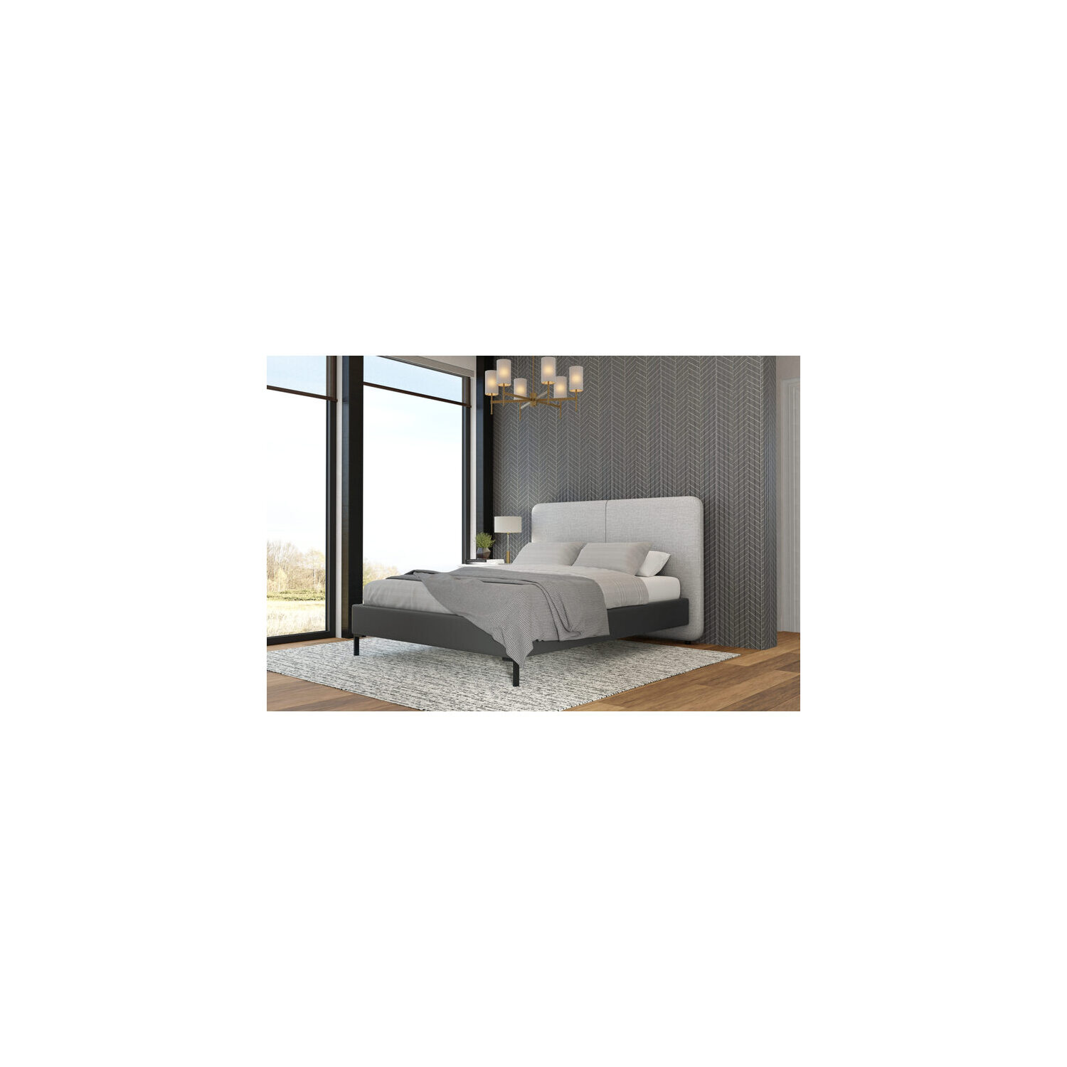 HomeStock Baroque Beauty Bed with Light & Dark Grey Color Scheme, Light ...