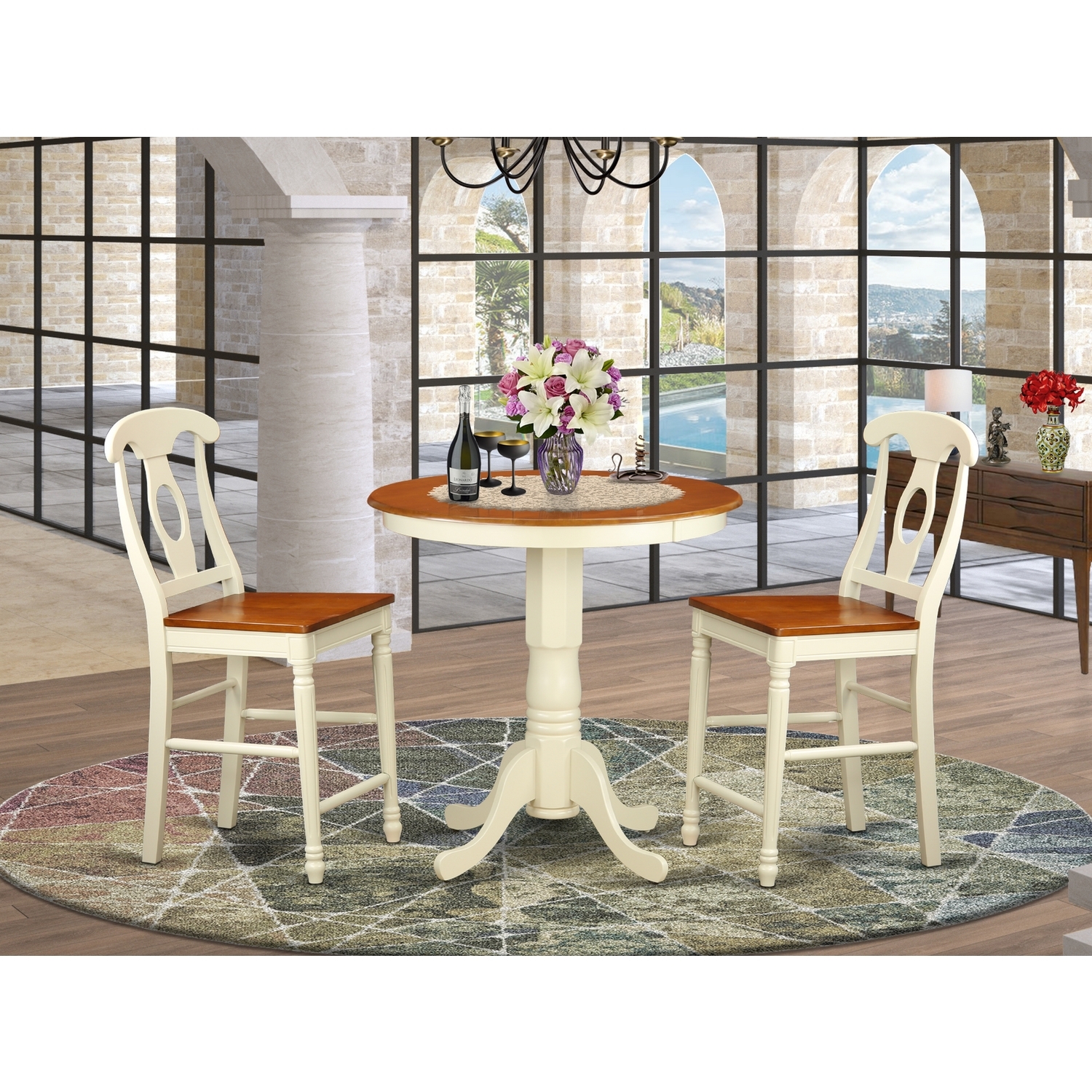 Counter Height Table Set with 4 Chairs - Modern Dining Set for Kitchen ...