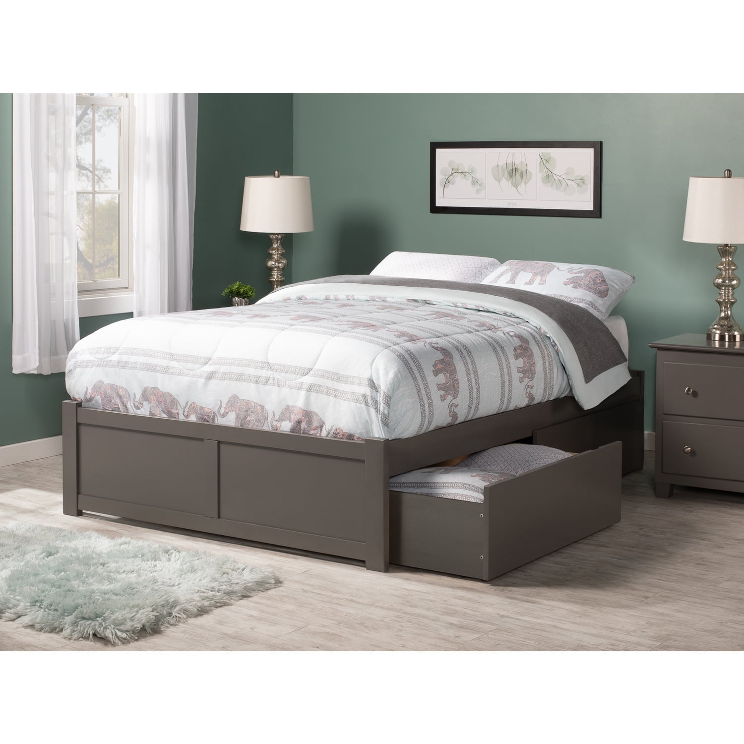 Homestock Artisanal Abode Platform Bed With Flat Panel Footboard And ...