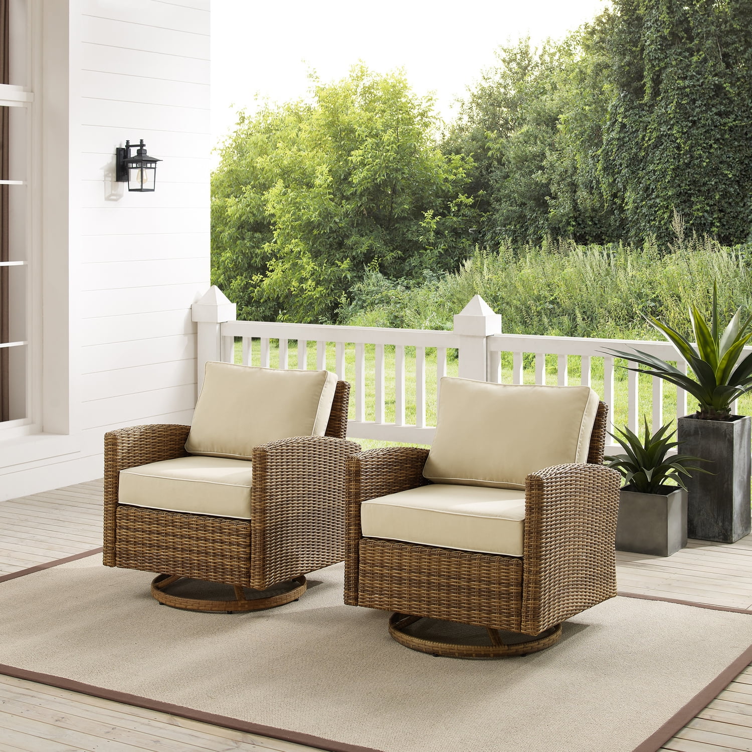 Outdoor Swivel Rocker Chair Set - 2 Piece Patio Furniture - Wicker ...