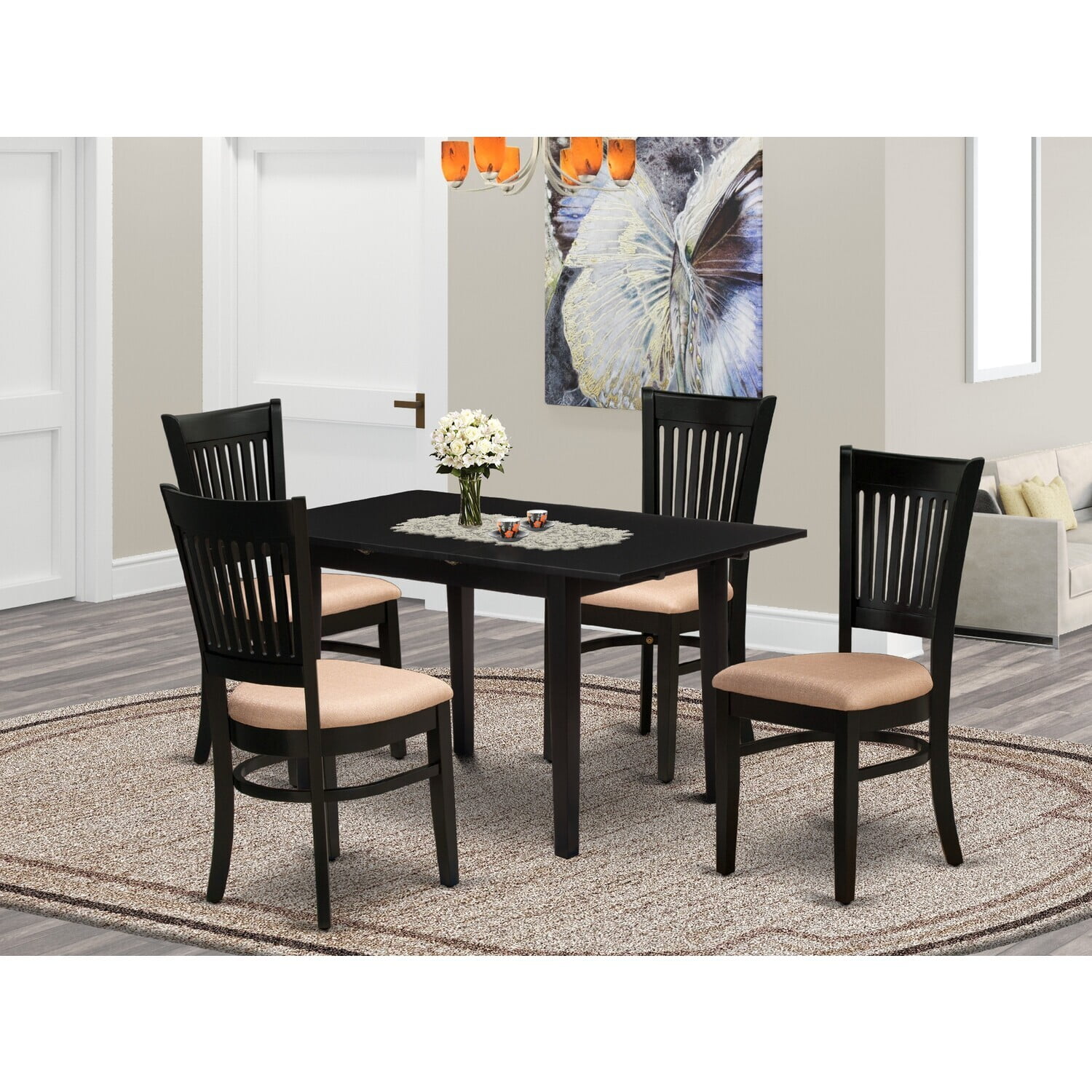 HomeStock Baroque Bliss 5-Pc Kitchen Set 4 Wood Dining Chairs With ...