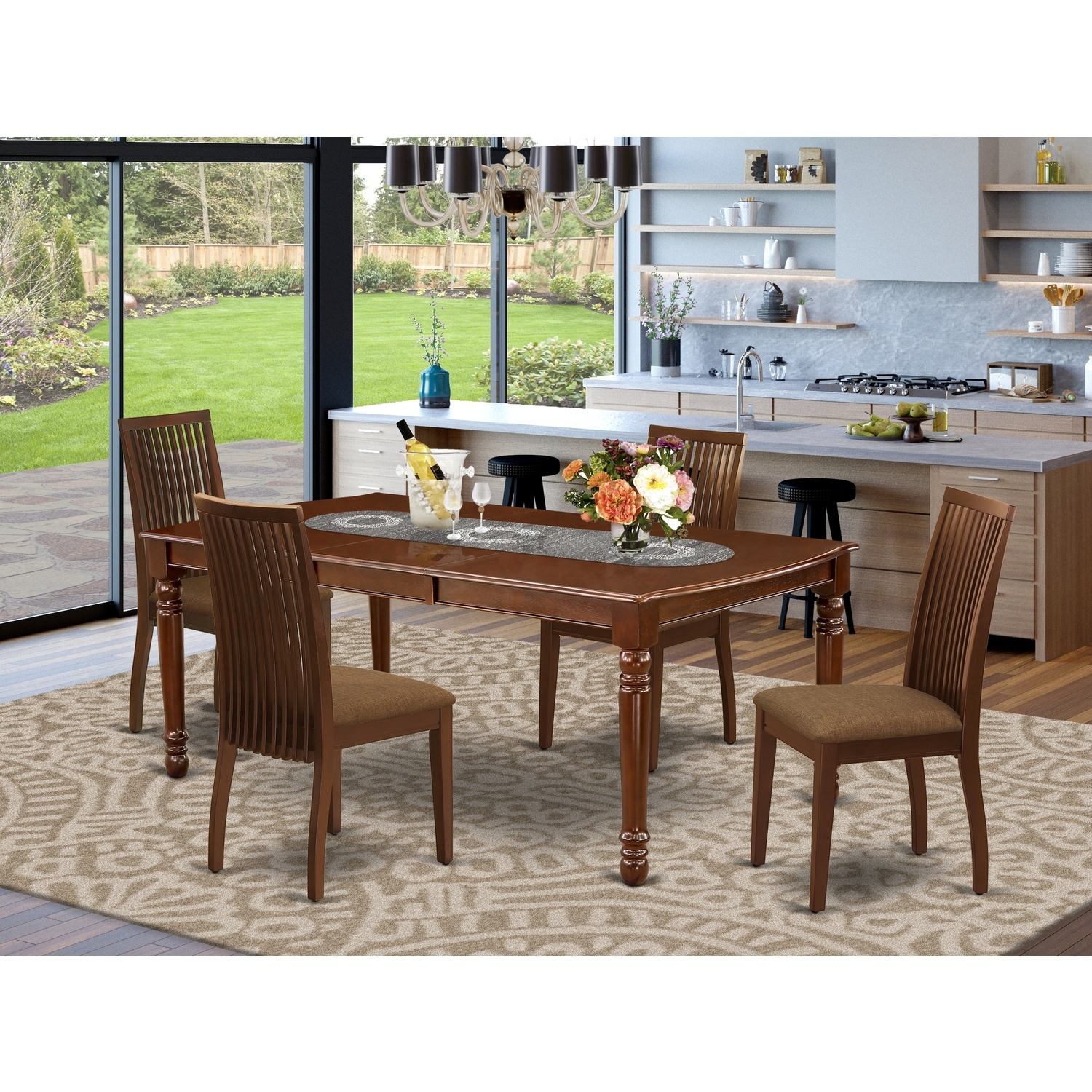 HomeStock Baroque Bliss 5Pc Dining Set Includes A Rectangle Dinette ...