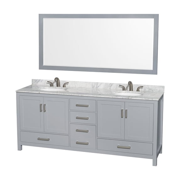 HomeStock Baroque Bliss 80 Inch Double Bathroom Vanity in Gray, White ...