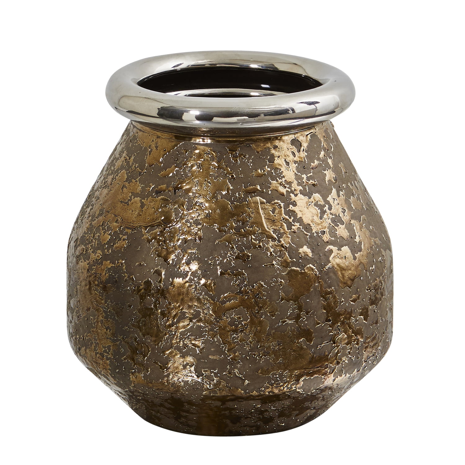 HomeStock Baroque Bonanza 9.5-Inch Elegant Textured Bronze Ceramic Vase ...