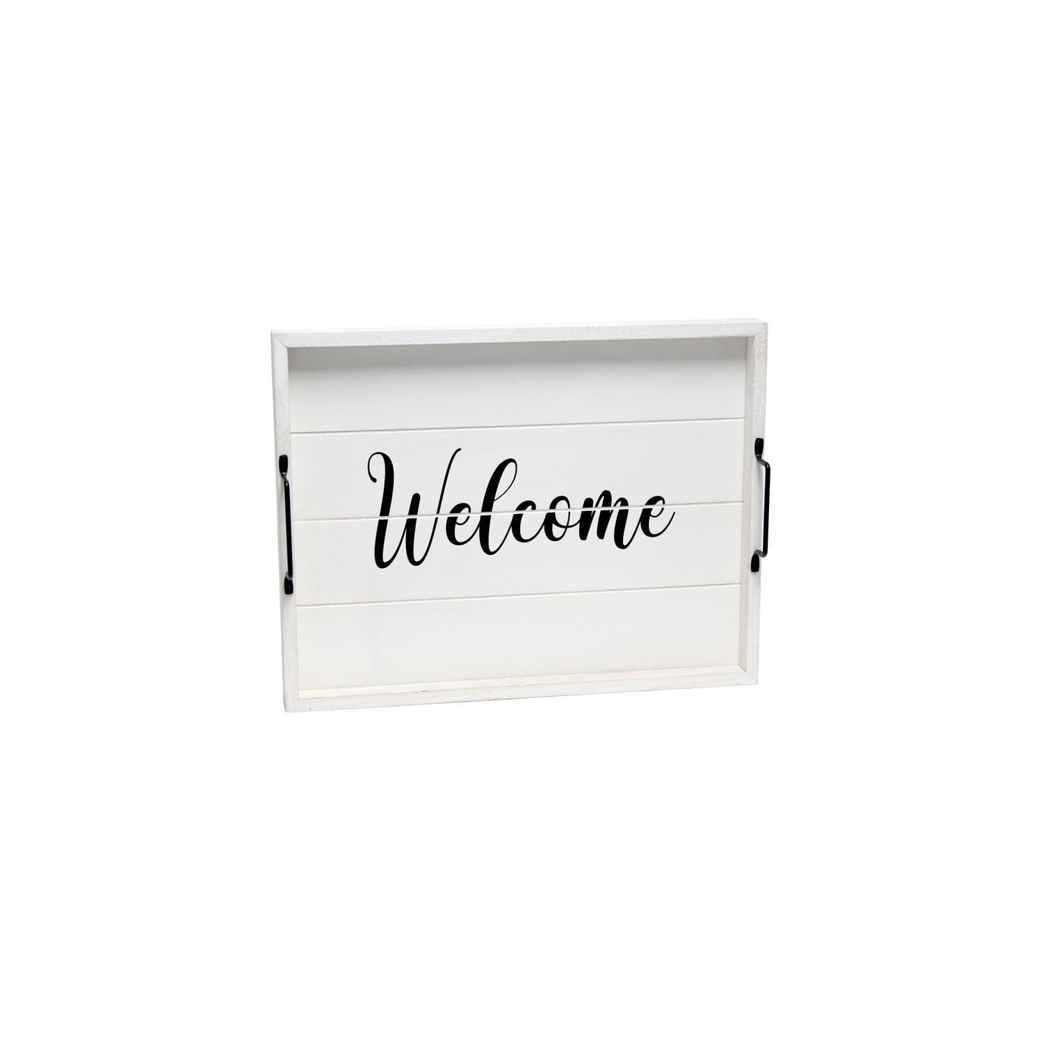 Wood Serving Tray - Decor with Handles & "Welcome" Text - Kitchen ...