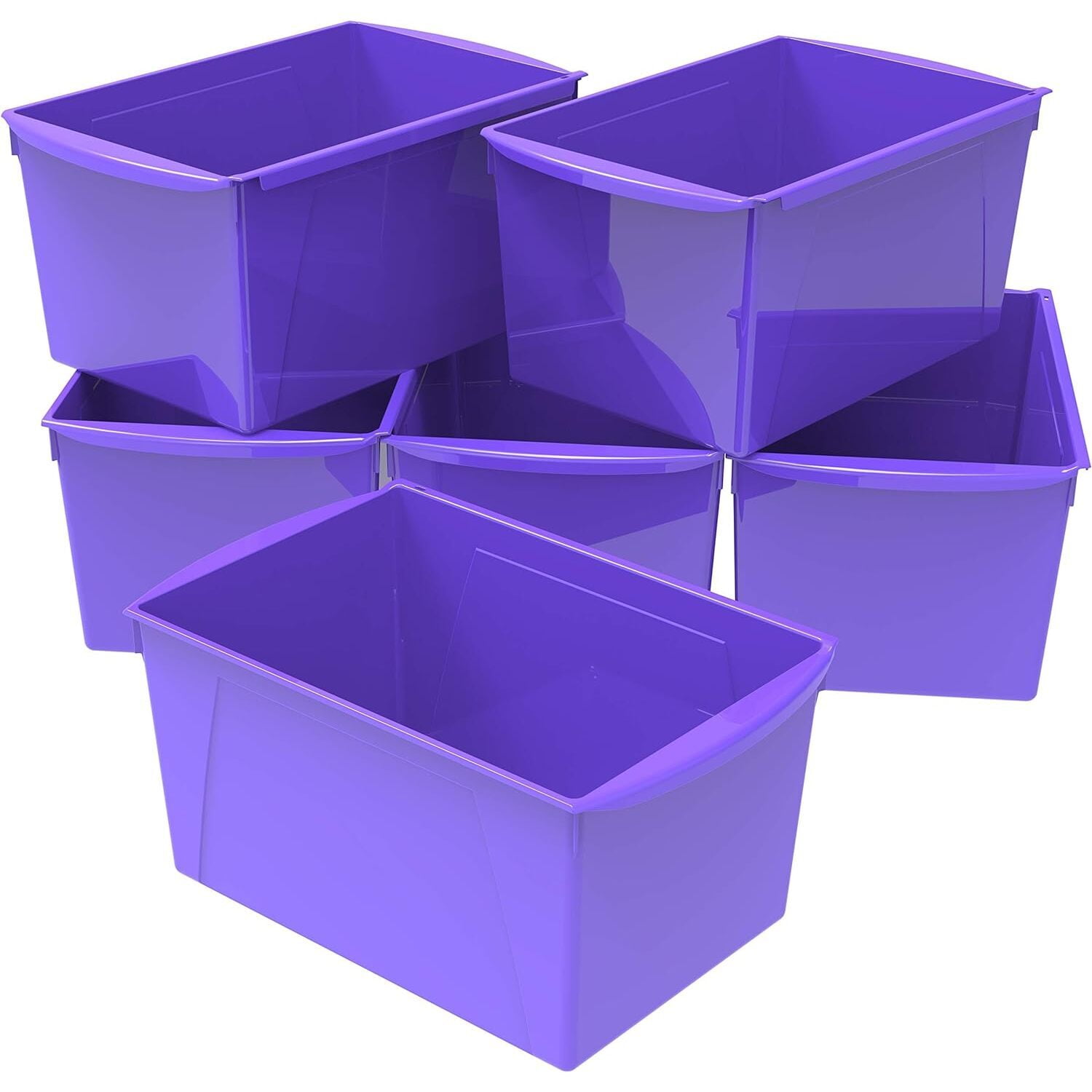 HomeStock Baroque Bonanza Large Book Bin, 6-Pack, Purple - 14.5" L x 9. ...