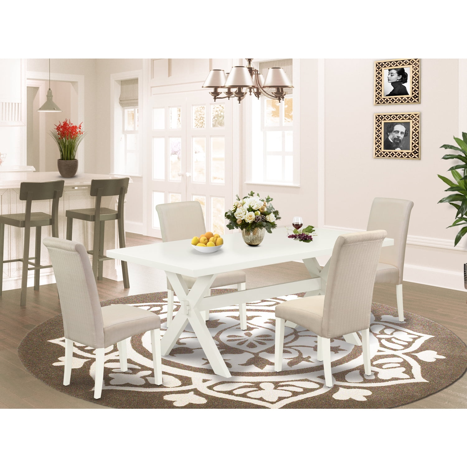 HomeStock Baroque Brilliance 5-Pc Modern Dinette Set Included 4 Parson ...