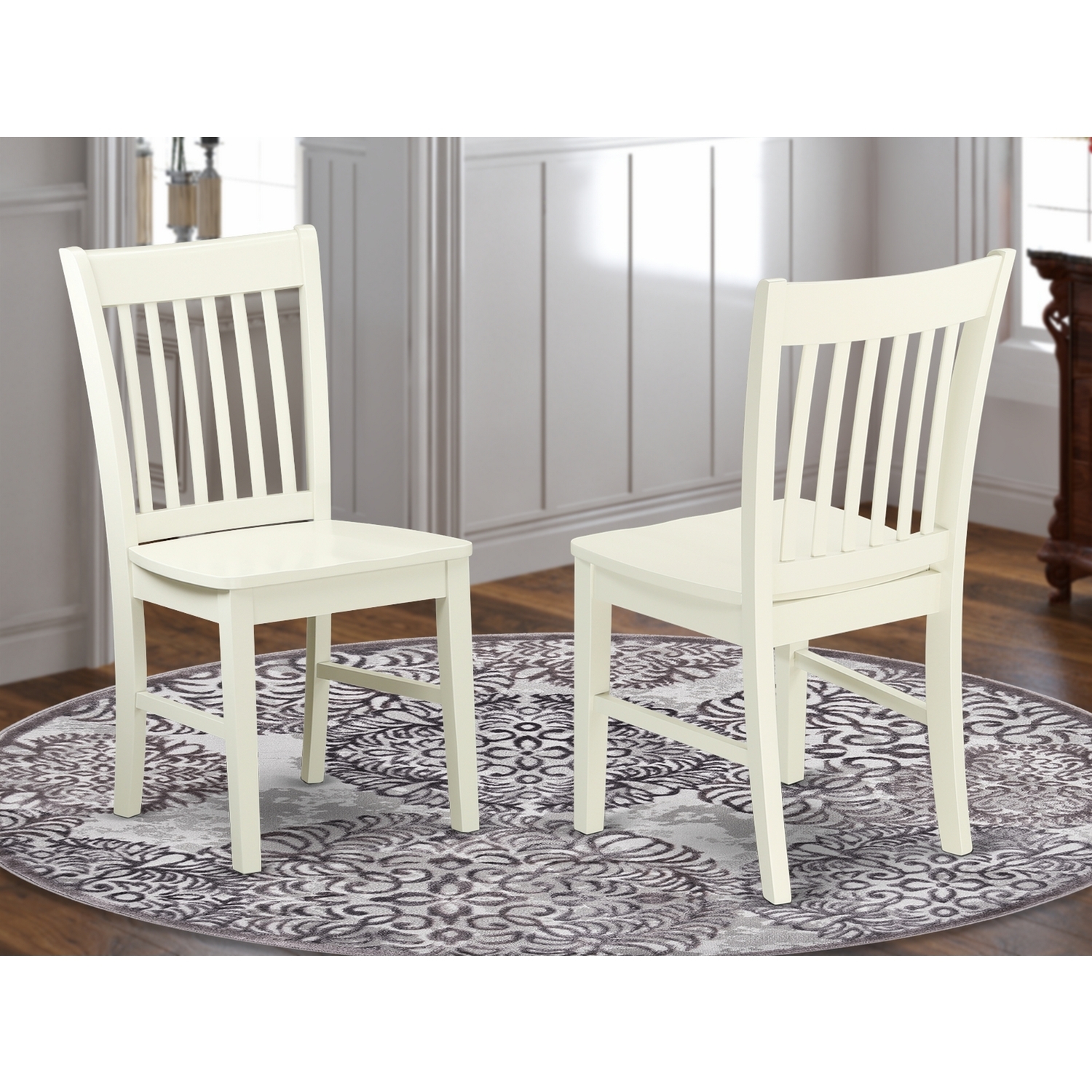Elegant Dining Chair - Linen White Finish, Solid Wood Seat, Baroque ...