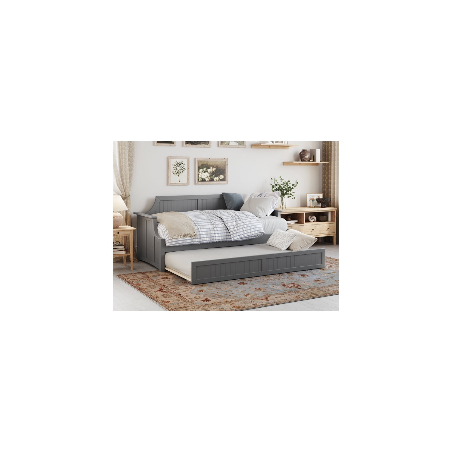 HomeStock Baroque Brilliance Twin Wood Daybed with Twin Size Trundle in ...