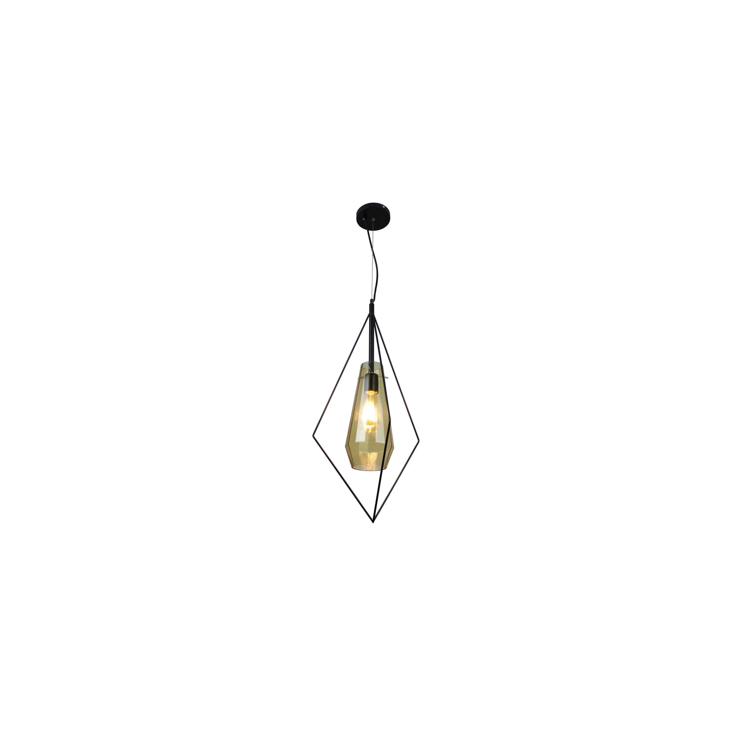 HomeStock Beachy Beauty 1-Light Pendant - Black Rhombus Shape with ...
