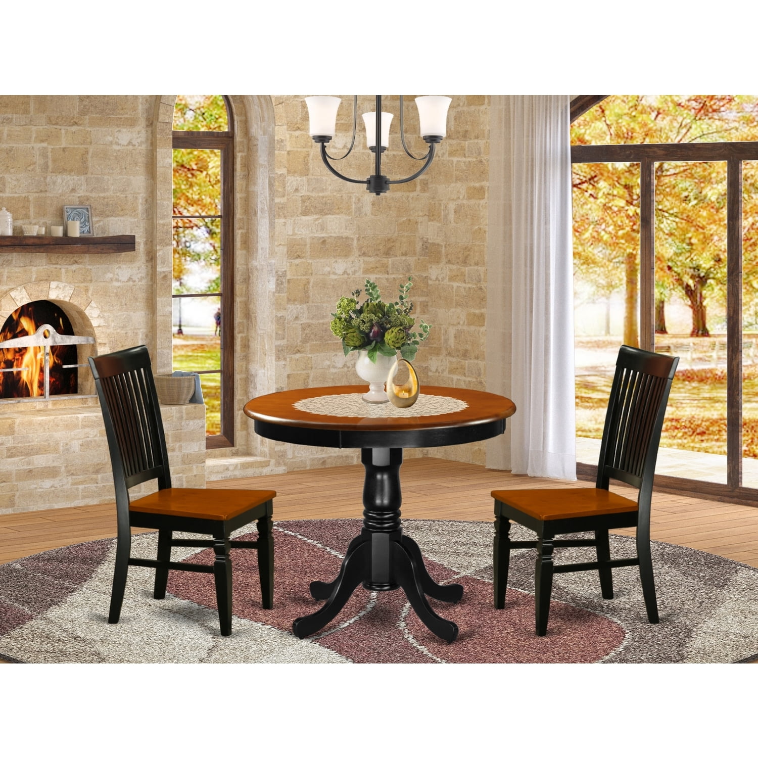 HomeStock Beachy Beauty 3 Piece Dining Set Contains a Round Dining Room ...