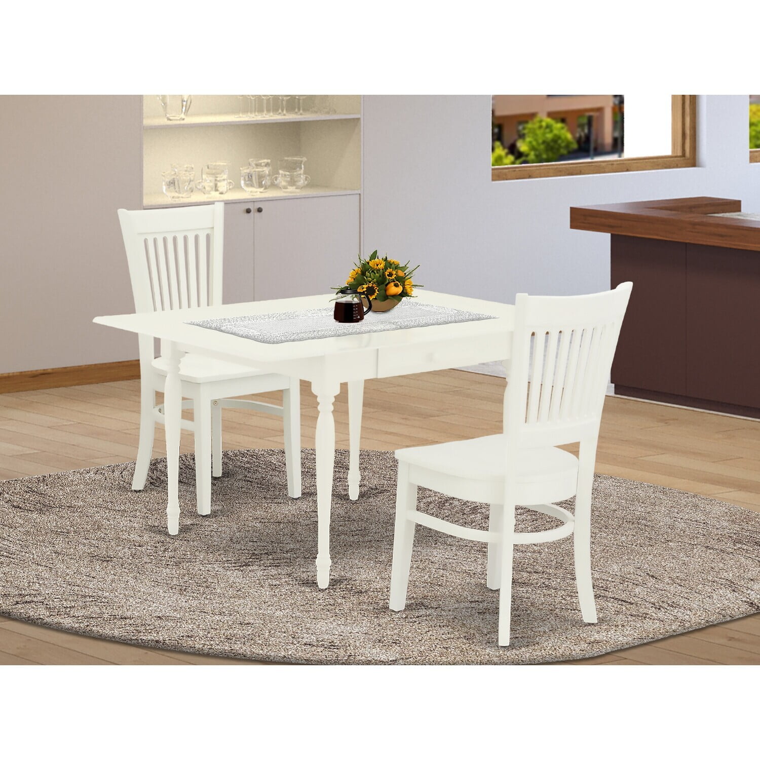 HomeStock Beachy Beauty 3-Piece Kitchen Table Set-2Wooden Dining Chairs ...
