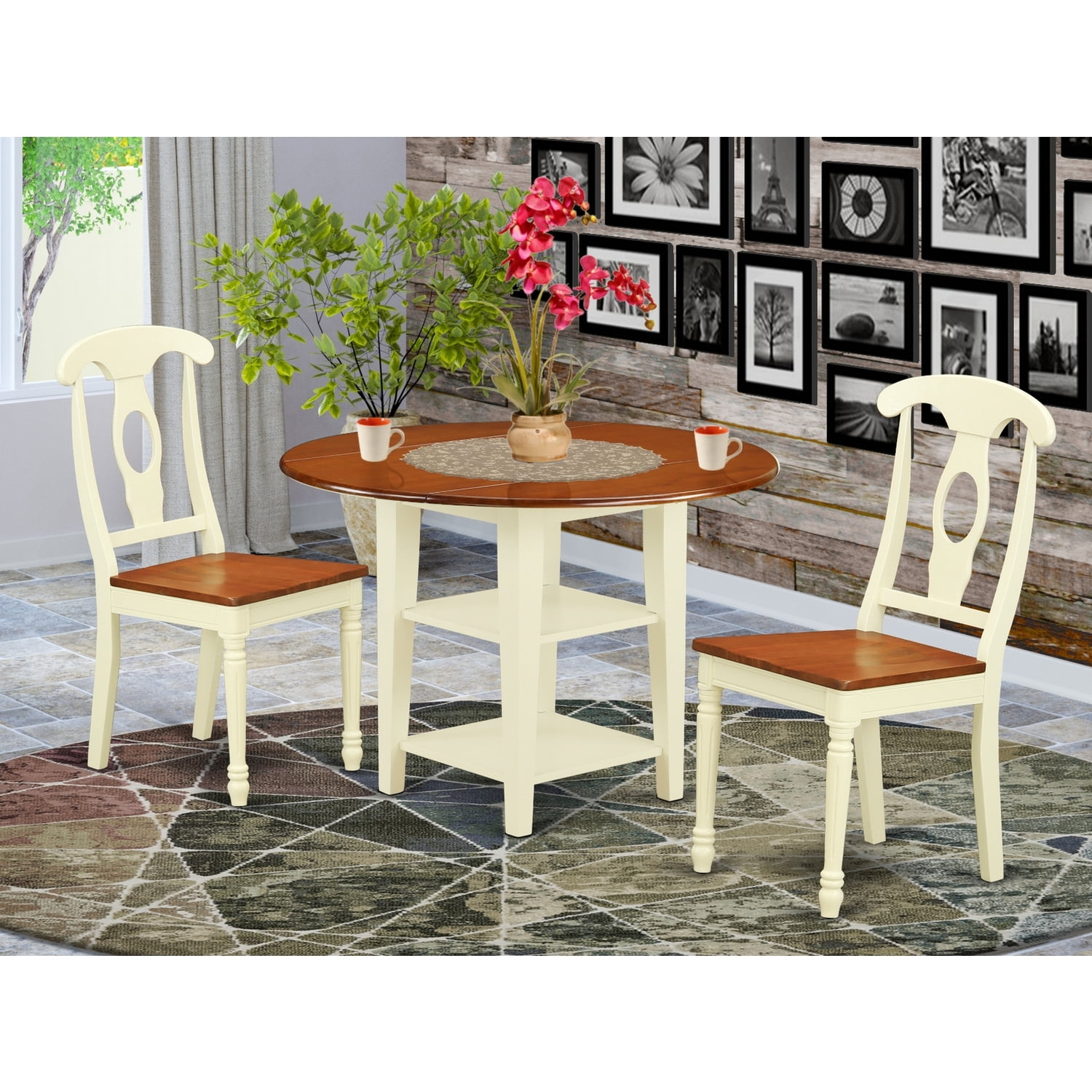 HomeStock Beachy Beauty 3 Piece Sudbury Set With One Round Dinette ...