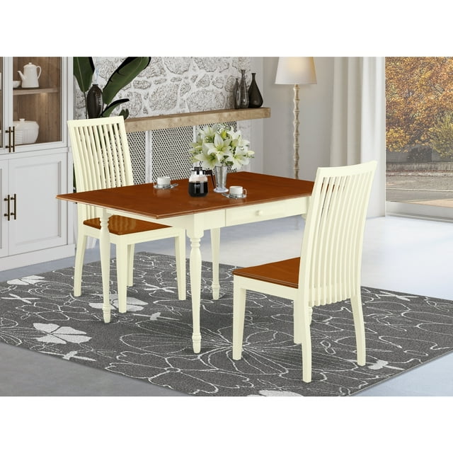 HomeStock Beachy Boho 3 Pc Modern Dining Table Set - Durable Two 9-Inch ...