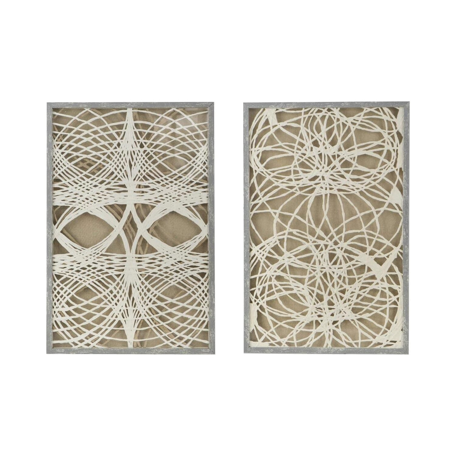 Paper Leaf Shadow Box Wall Decor - Set of 2 - Grey White - Intricate ...