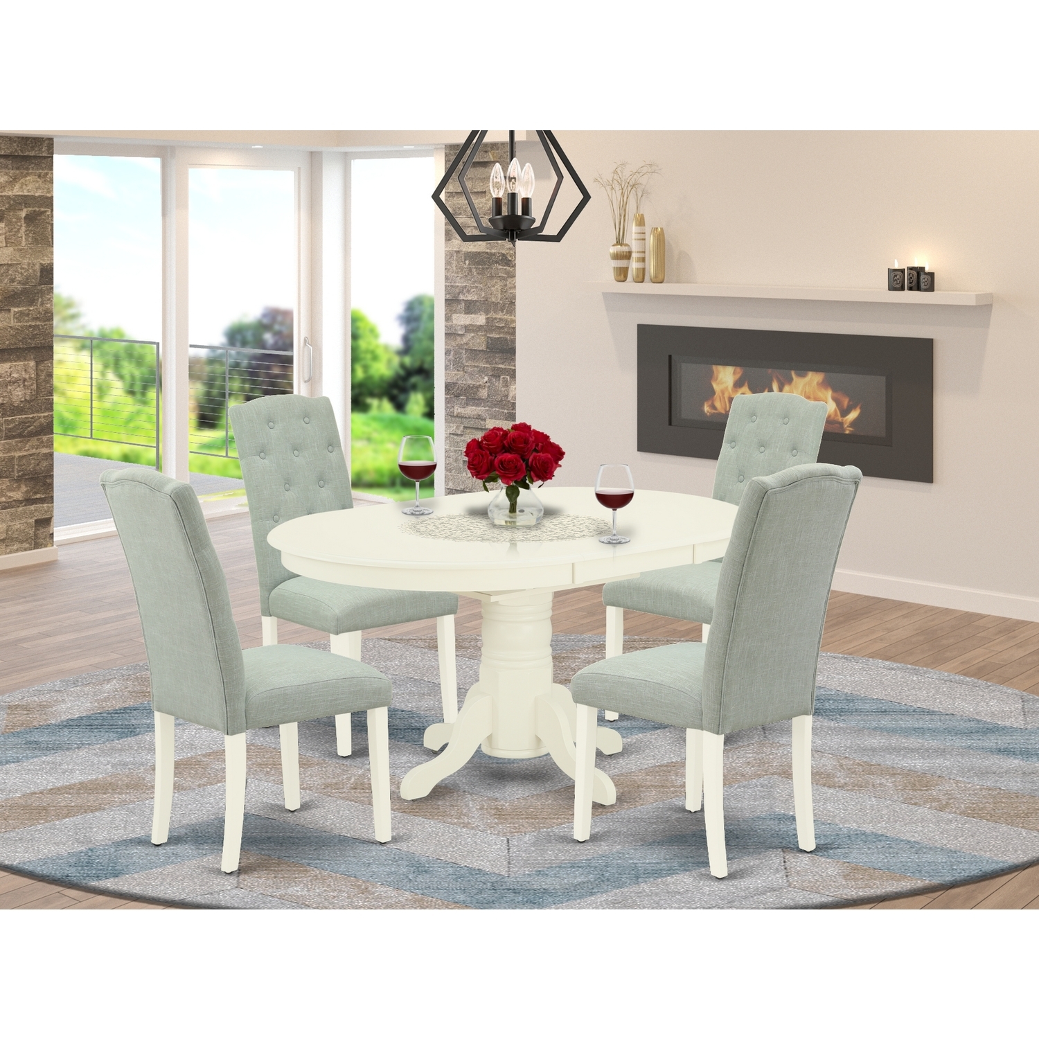 HomeStock Bohemian Bliss 5Pc Dining Set Includes An Oval Dinette Table ...