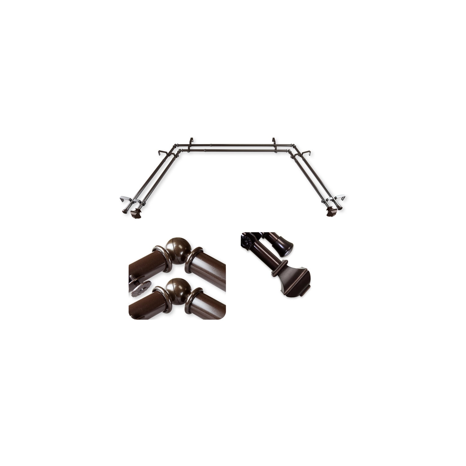 Adjustable Curtain Rods & Hardware Set with Finials - Telescoping Rods ...