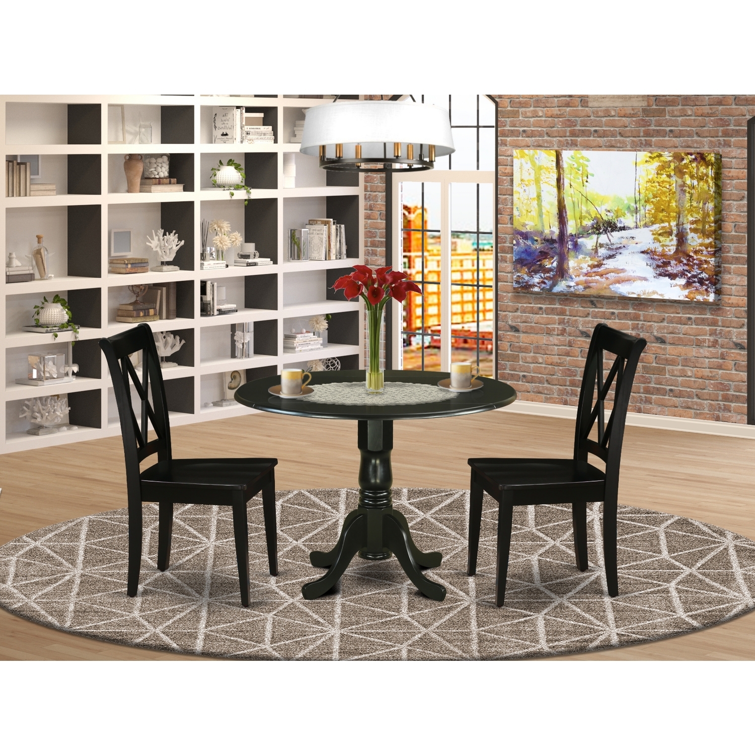 Boho Kitchen Table Set - 3 Piece Dining Set for Small Spaces - Round ...