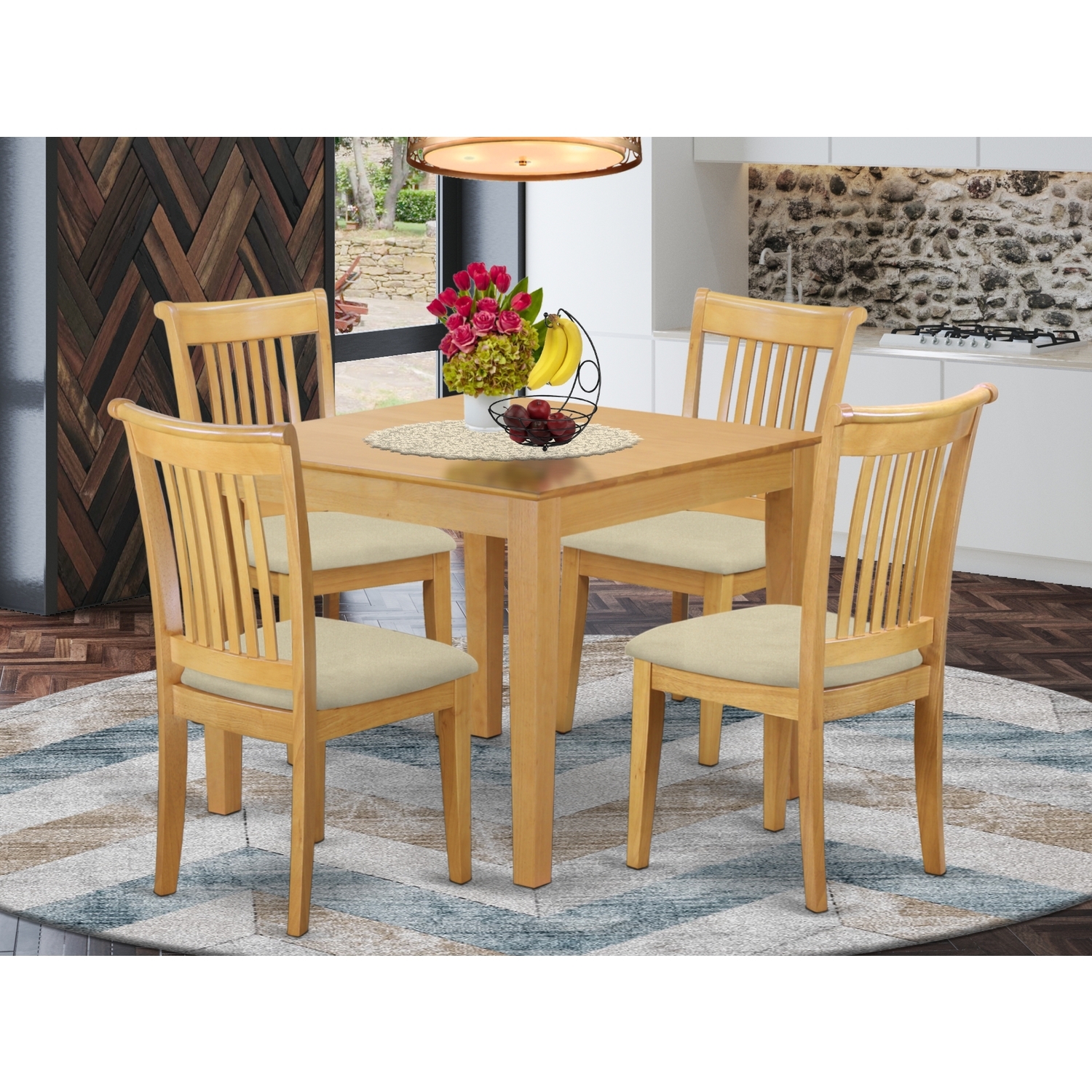HomeStock Boho Beauty 5-Piece Dinette Table Set - Table And 4 Cushion ...