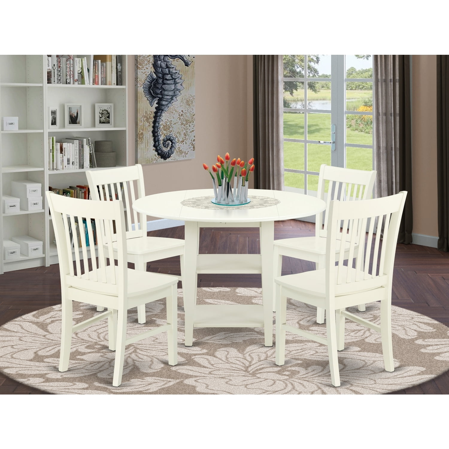 HomeStock Boho Beauty 5 Piece Sudbury Set With One Round Dinette Table ...